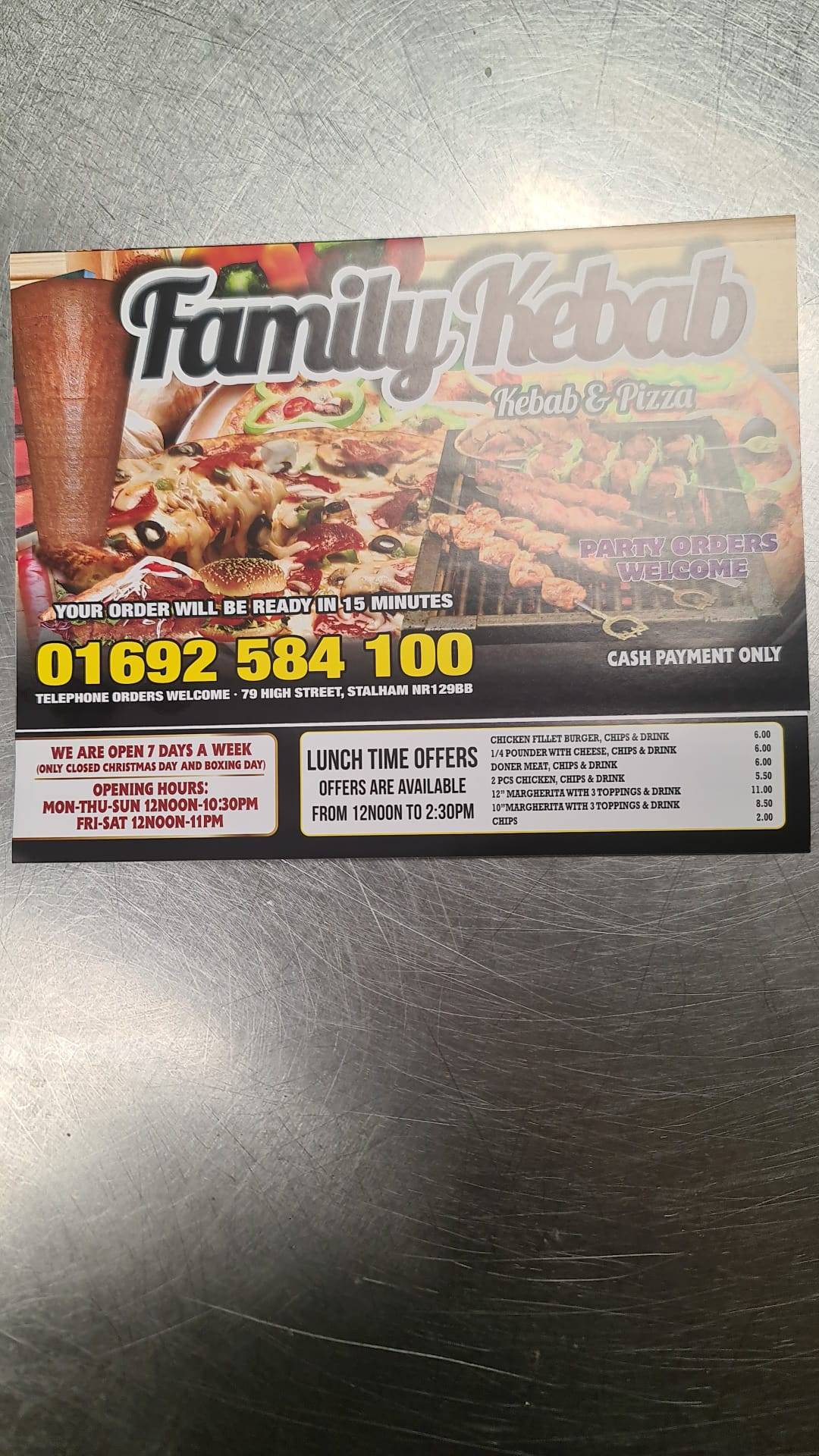 Menu at Family Kebab House pizzeria, Stalham