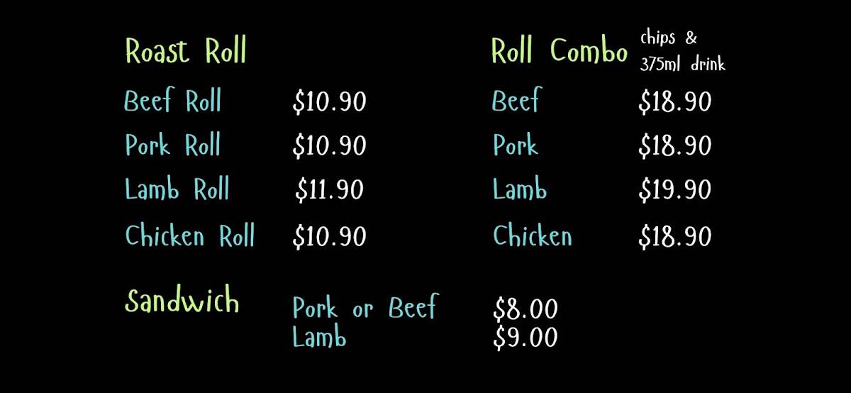 Menu at Family Roast Carvery restaurant, Runaway Bay