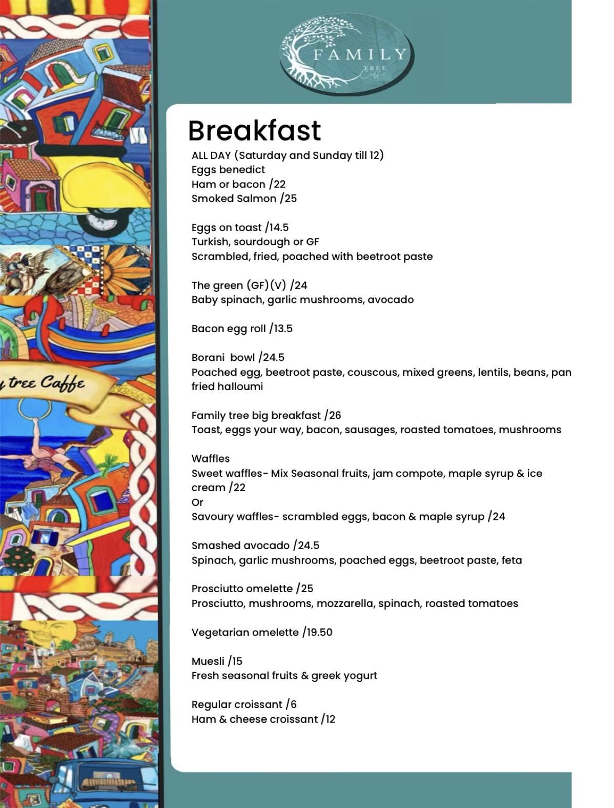 Menu at Family Tree Cafe & Restaurant, Berry