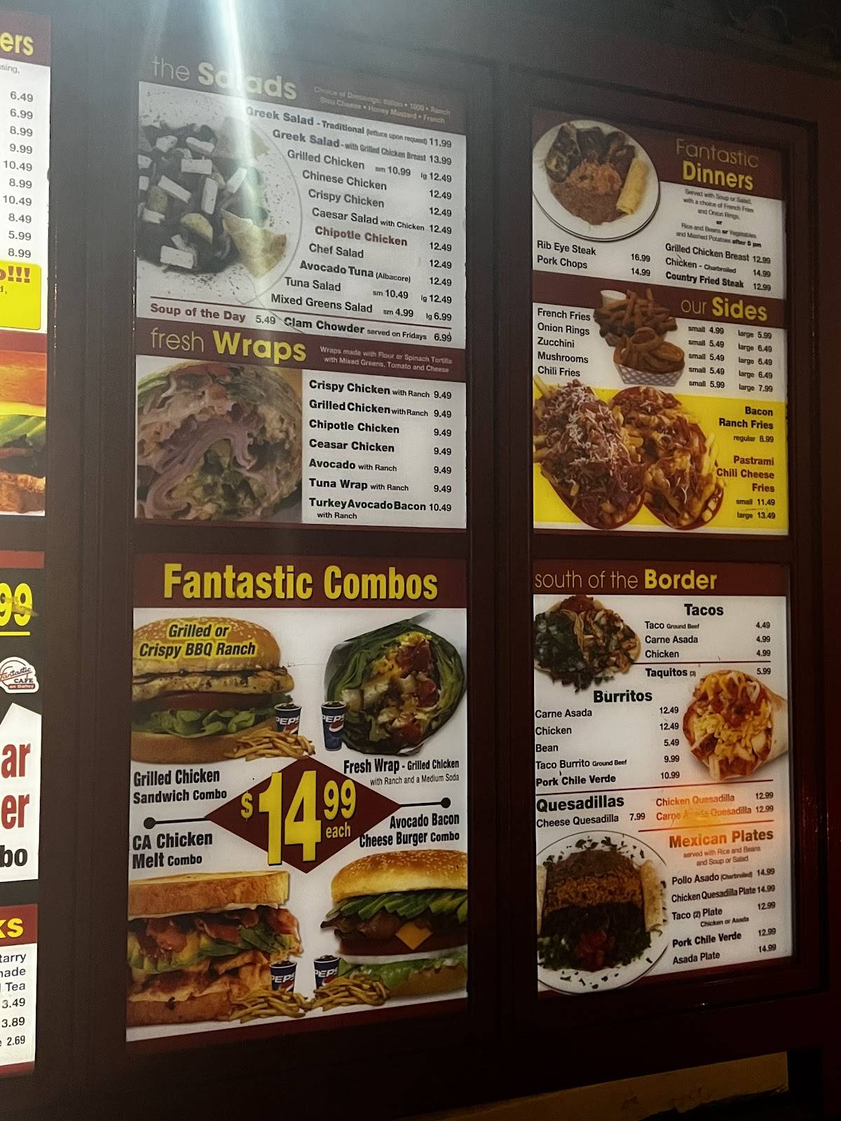 Menu at Fantastic Cafe, Los Angeles, N Gaffey St
