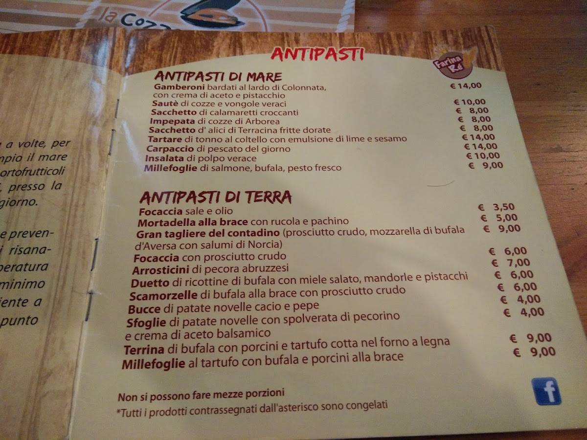 Menu da Farina Ré pizzeria, Roma, Viale Carmelo bene 253