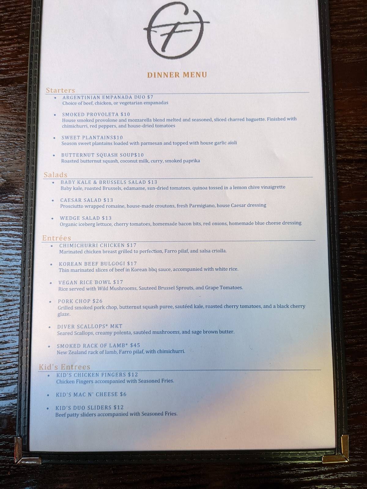 Menu at Farina's Bar and Event Venue, St. Louis