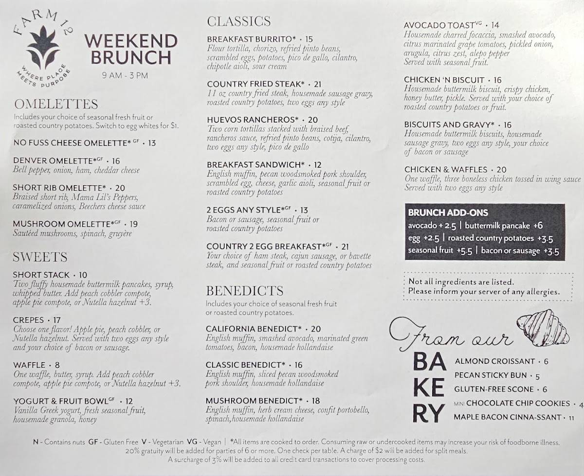 Menu at Farm 12 Restaurant, Puyallup
