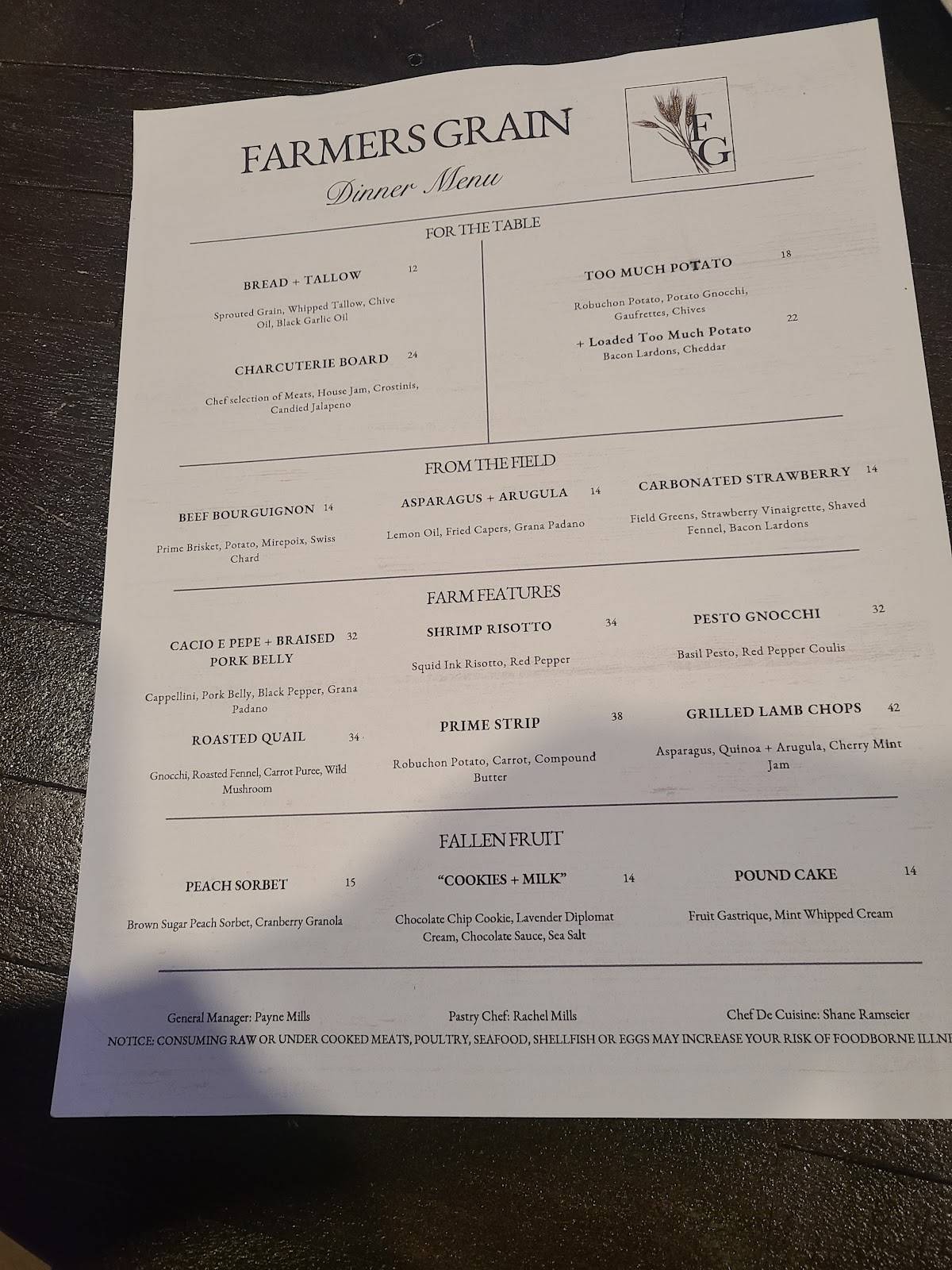 Menu at Farmers Grain Kitchen + Cellar pub & bar, Edmond