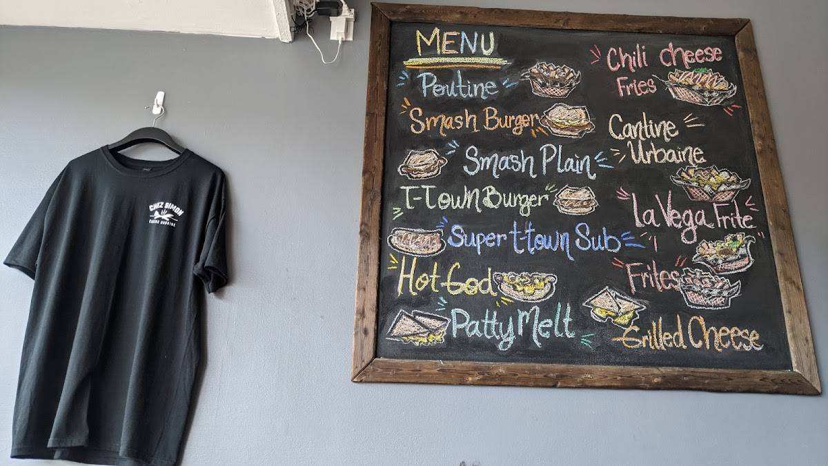Menu au Chez Simon Cantine Urbaine fast food, Montréal