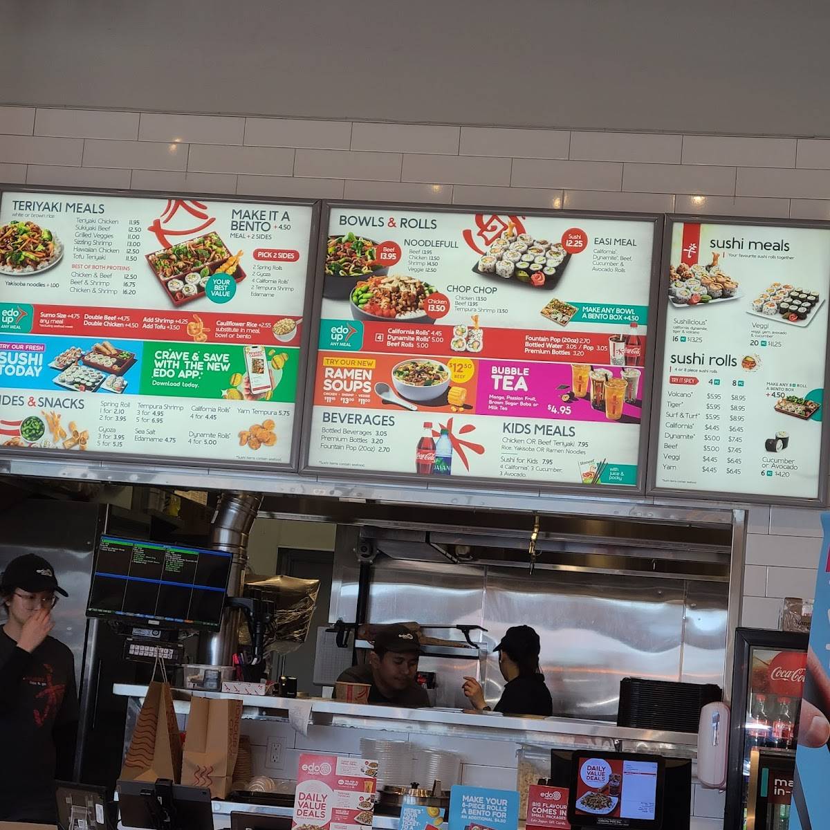 Menu au Edo Japan fast food, Newmarket