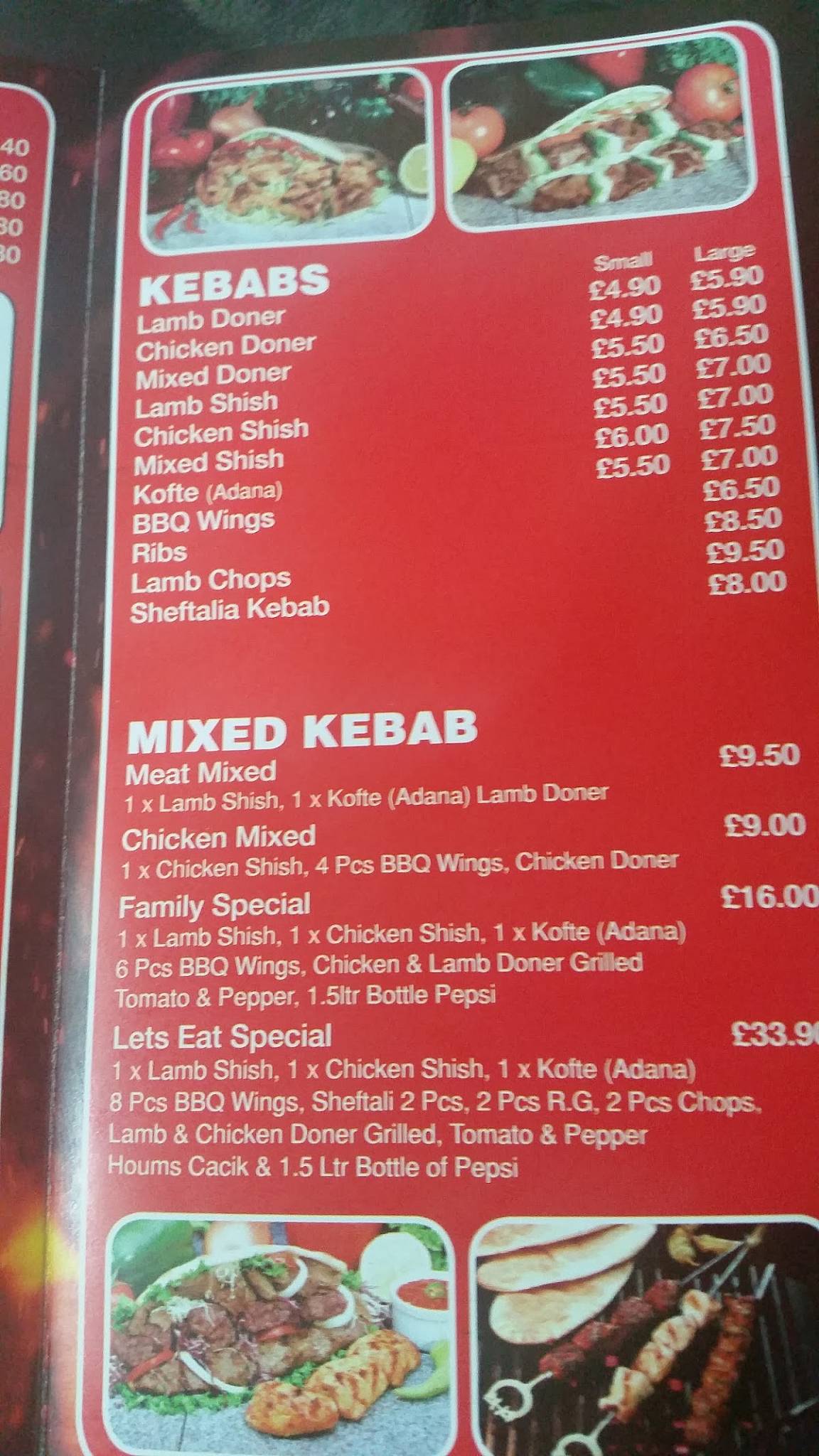 Menu at Let's Eat Kebab And Fried Chicken fast food, Enfield