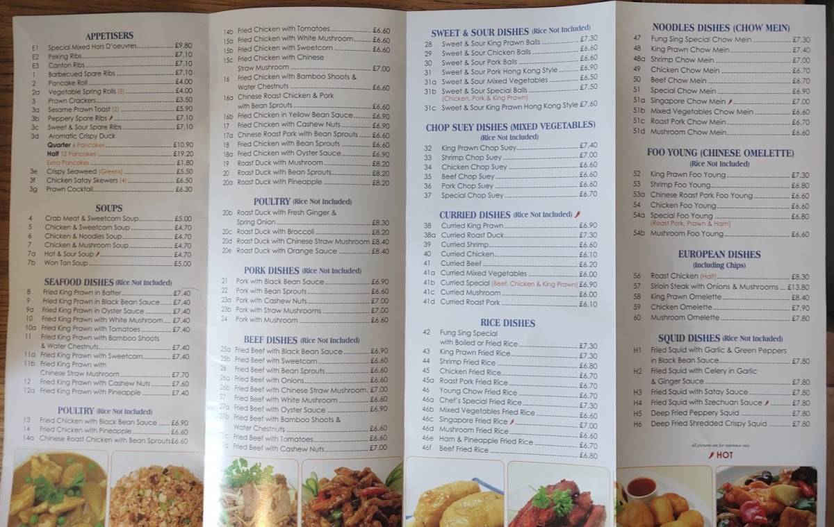 Menu at New Fung Sing fast food, Newton Abbot