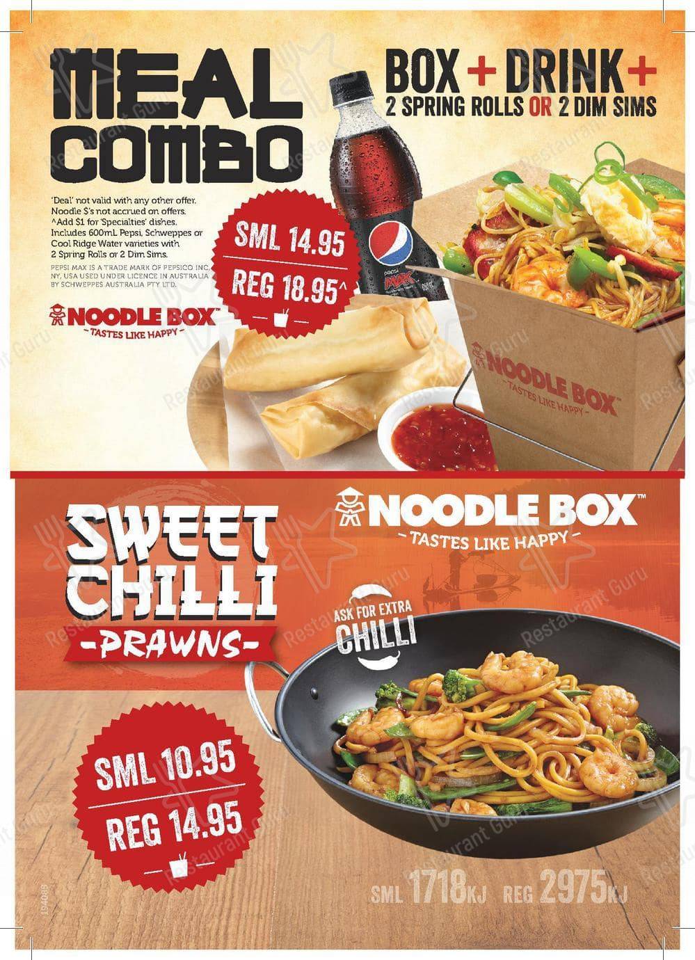 Menu at Noodle Box restaurant, Jimboomba, Jimboomba Shopping Centre