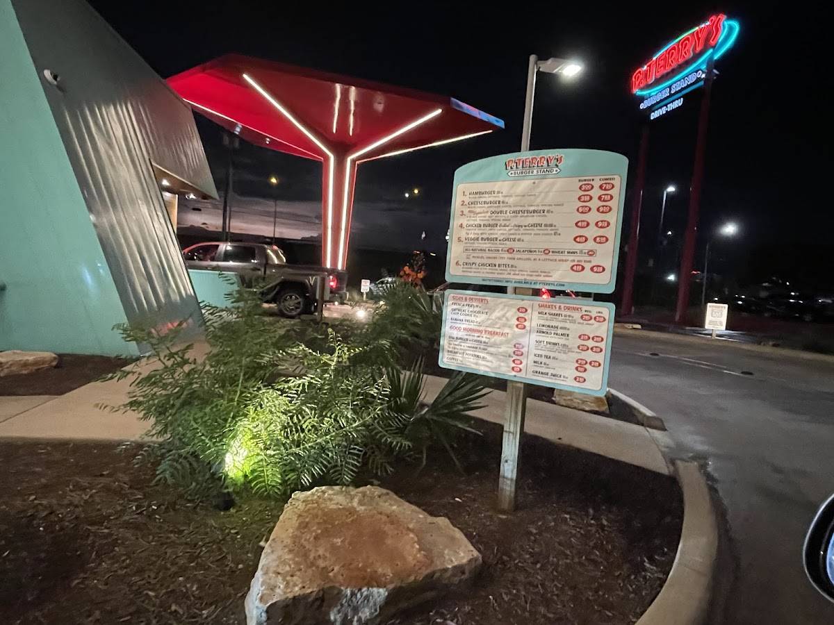 Menu at P. Terry's Burger Stand fast food, New Braunfels