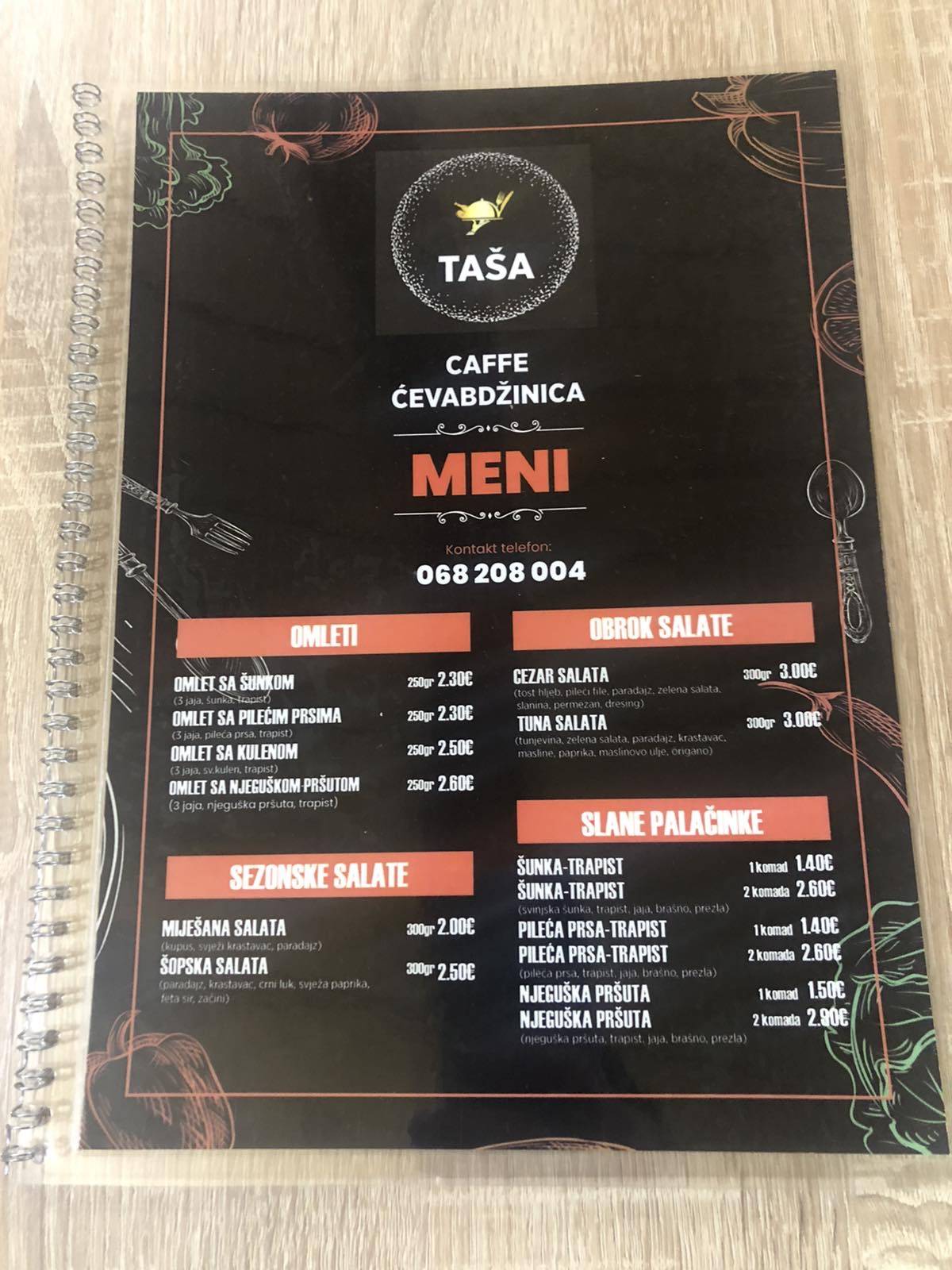 Speisekarte von Fast food Restaurant Taša, Bijelo Polje