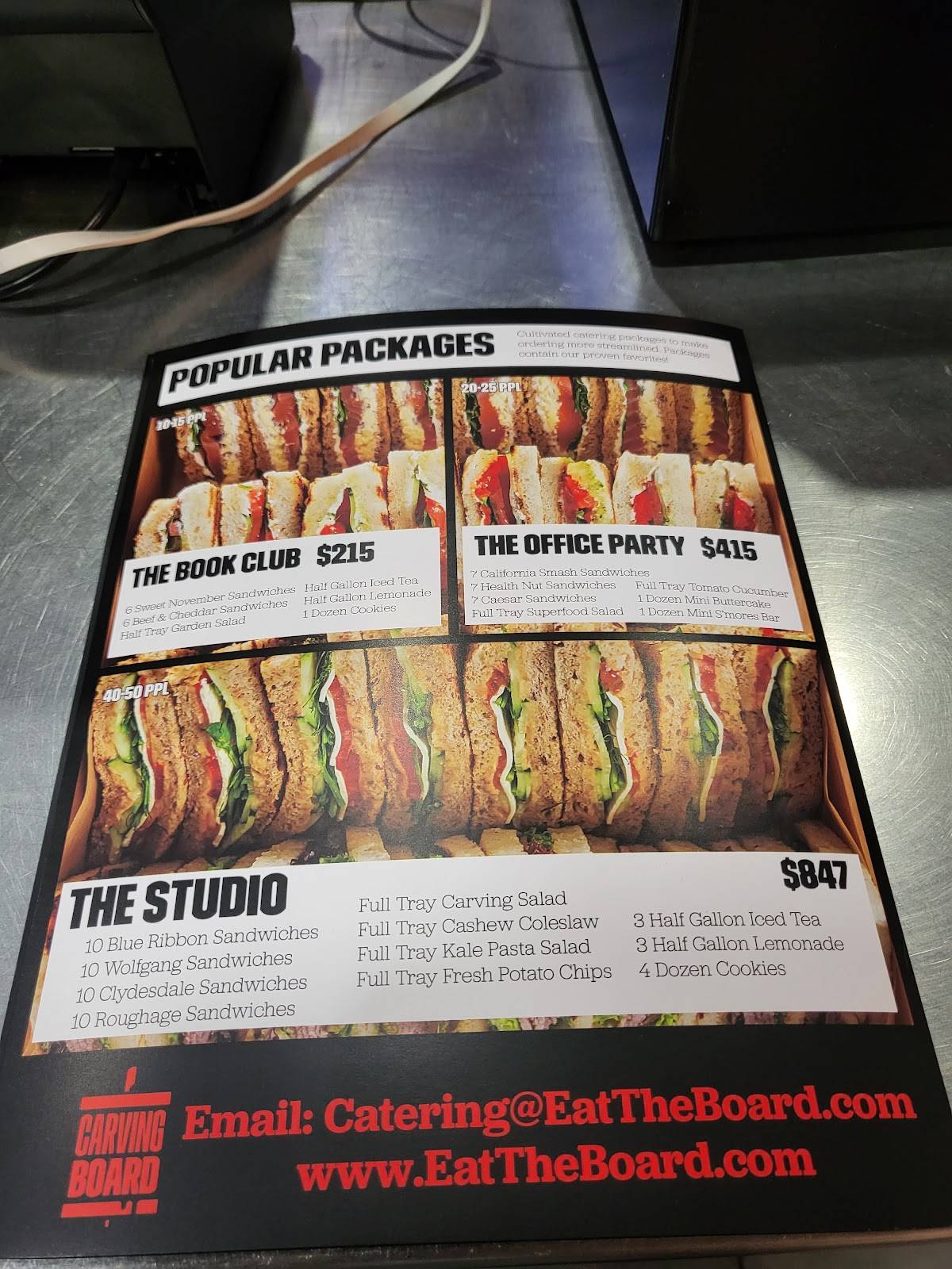 Menu at The Carving Board Hollywood fast food, Los Angeles, W Sunset Blvd i