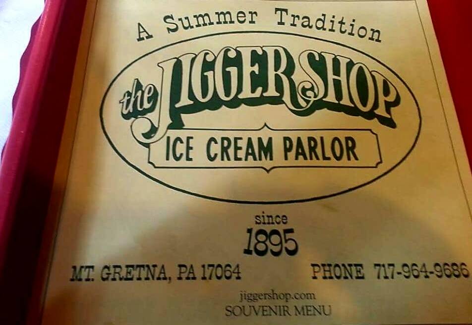 Menu at The Jigger Shop fast food, Mount Gretna