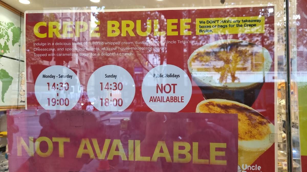 Menu at Uncle Tetsu's Japanese Cheesecake fast food, Melbourne, 3/55 ...