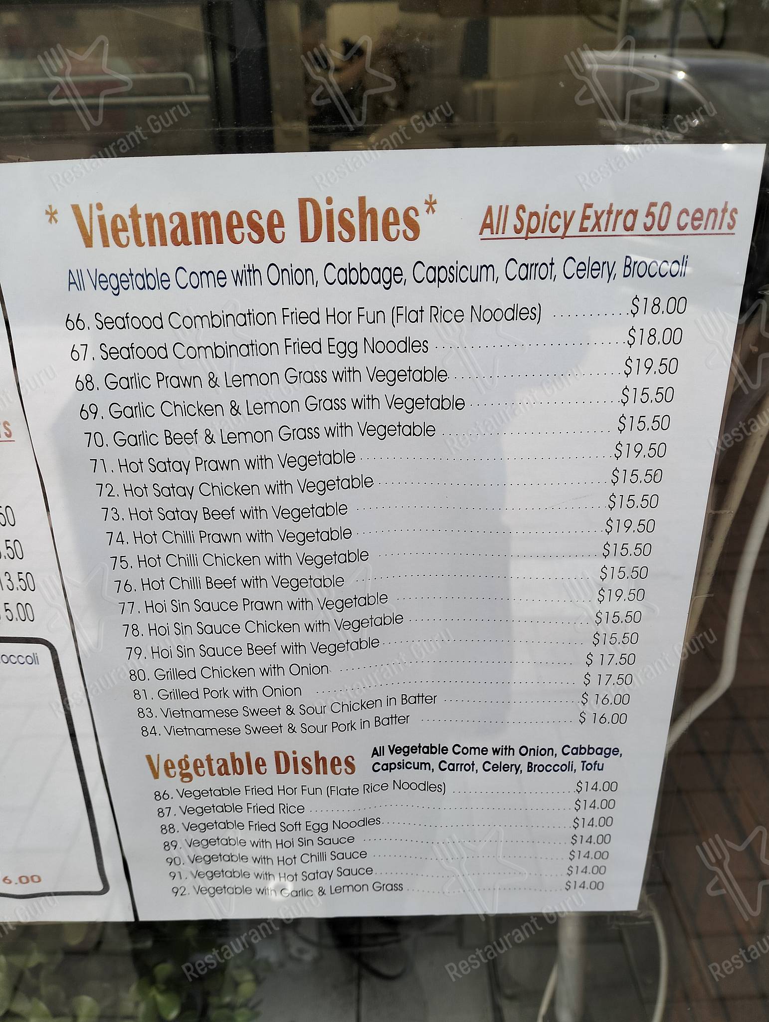 Menu at Watton Vietnamese Takeaway fast food, Werribee