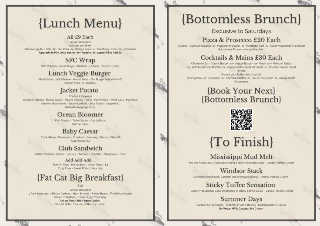 Menu at Fat Cat Nottingham pub & bar, Nottingham
