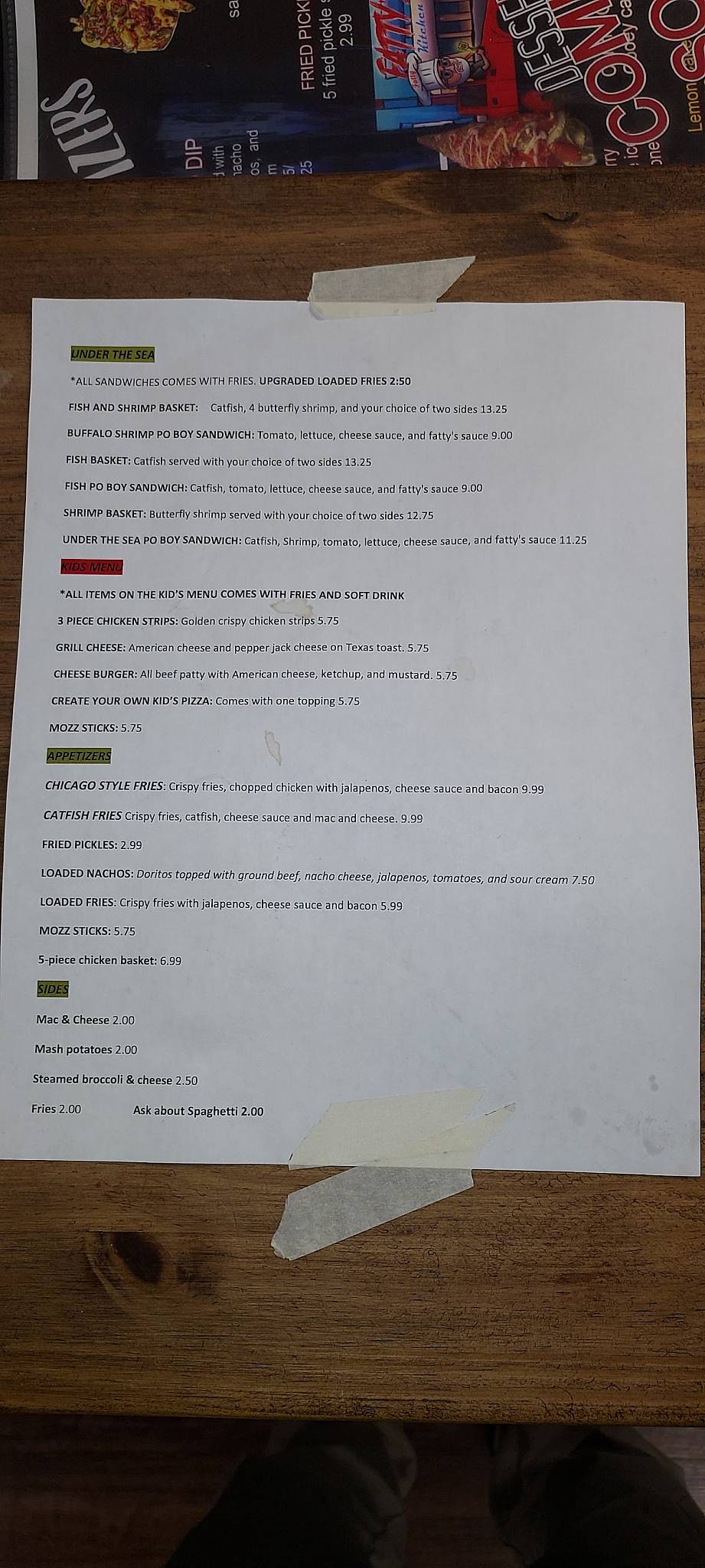 Menu at Fatty’s Kitchen fast food, Springfield