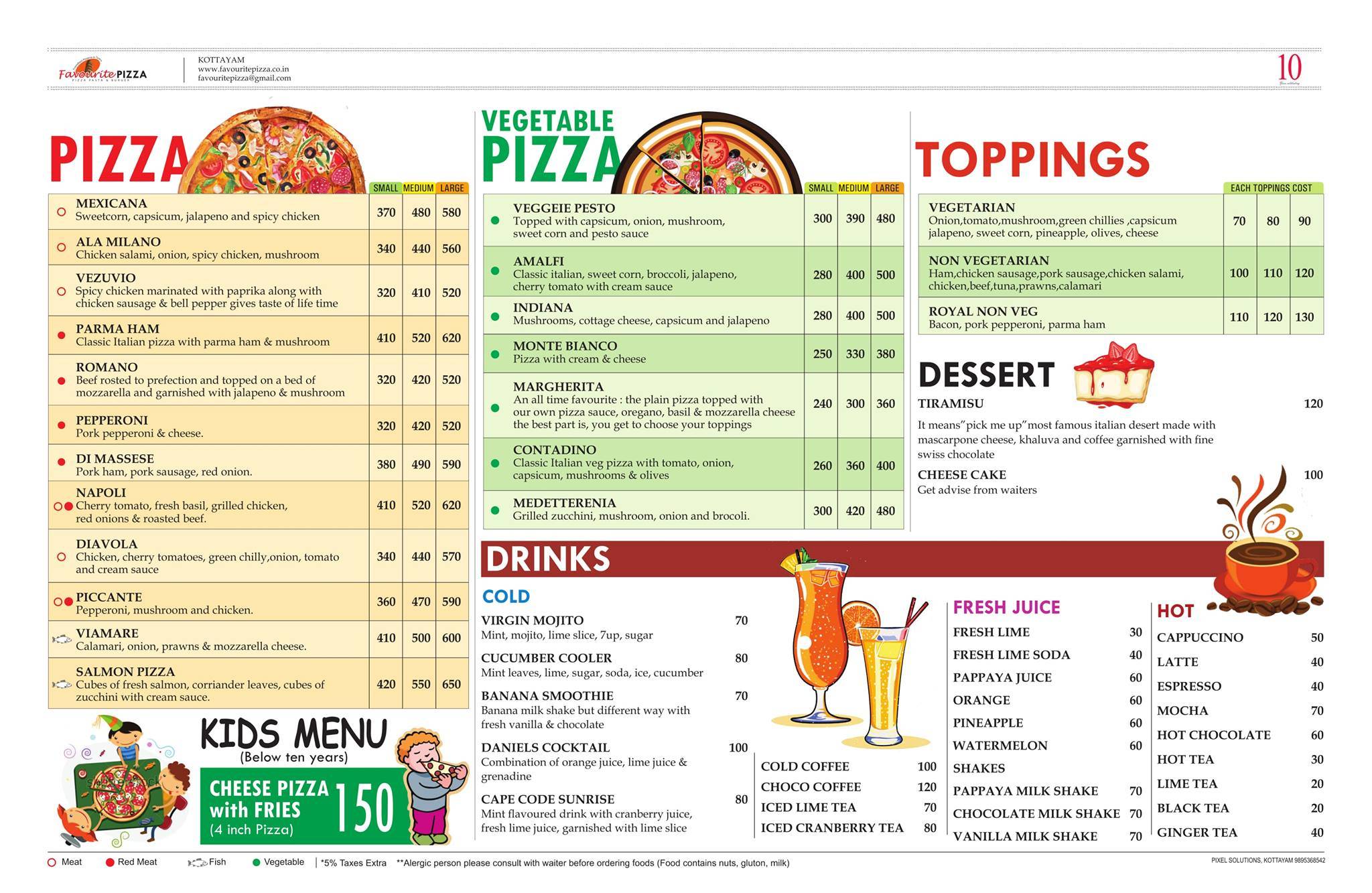 Menu at Favourite Pizza, Kottayam, 655 B