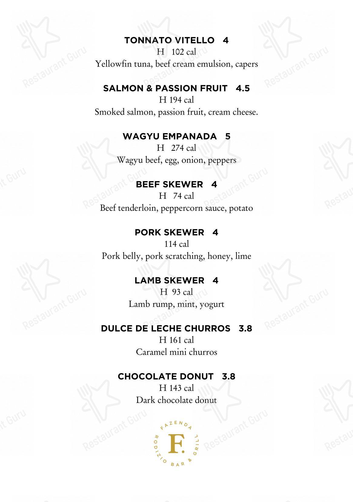 Menu at Fazenda Rodizio Bar & Grill Leeds, Leeds