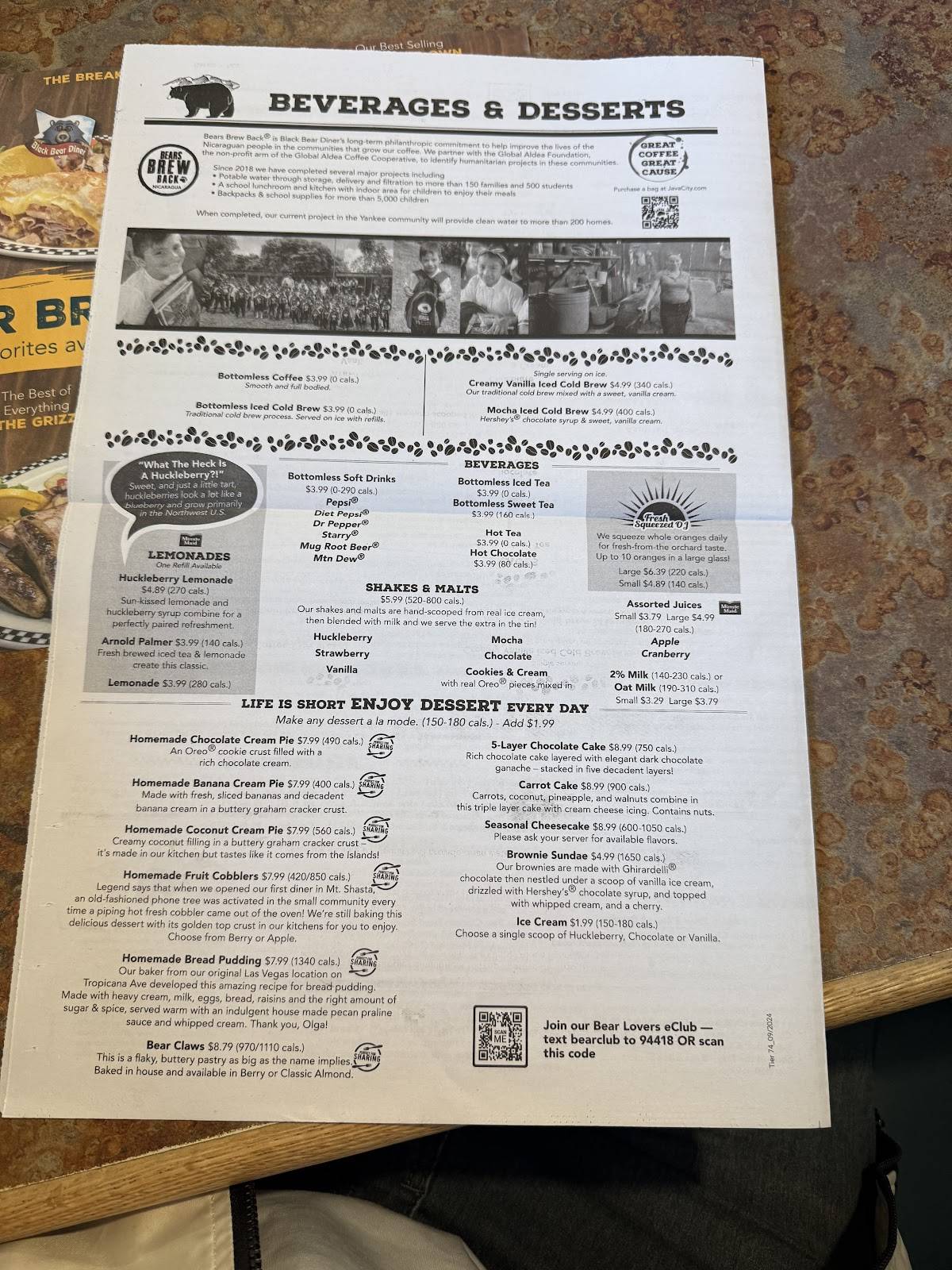 Menu at Black Bear Diner Federal Way restaurant, Federal Way