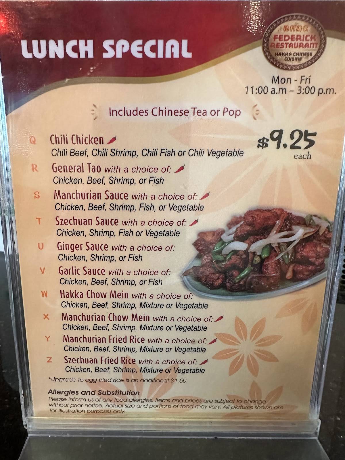 Menu at Federick Restaurant, Markham, 160 New Delhi Dr