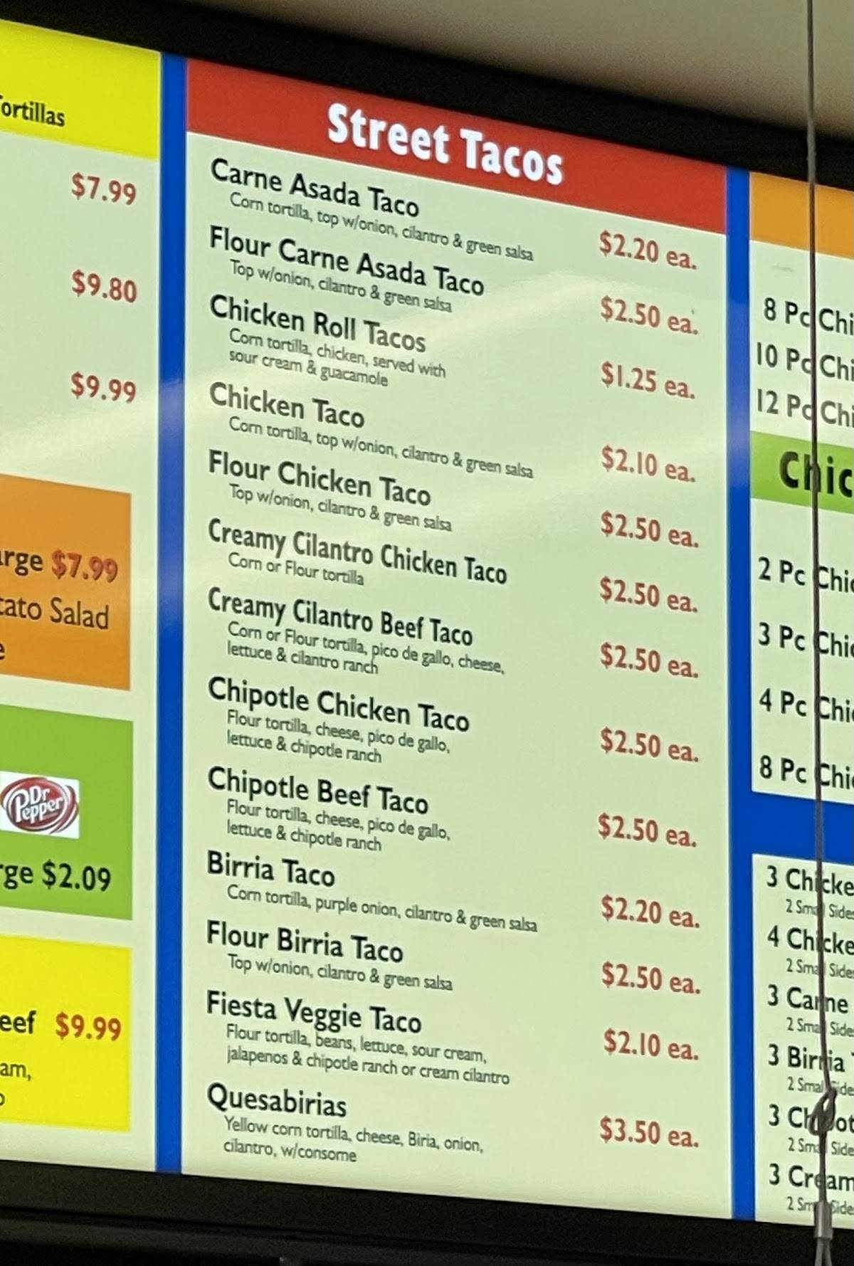 Menu at Fiesta Chicken restaurant, Boise, S Orchard St