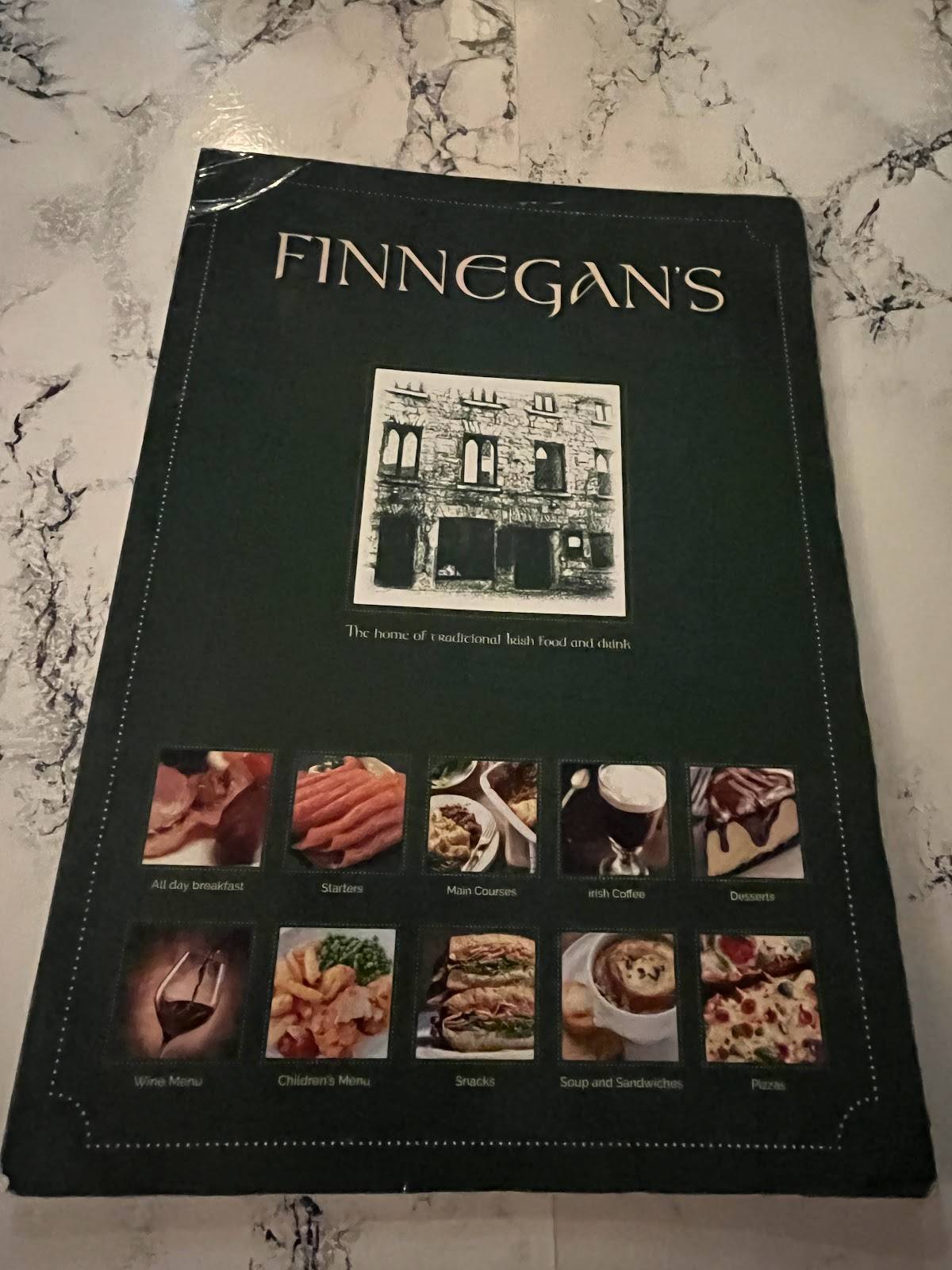 Menu at Finnegans restaurant, Galway