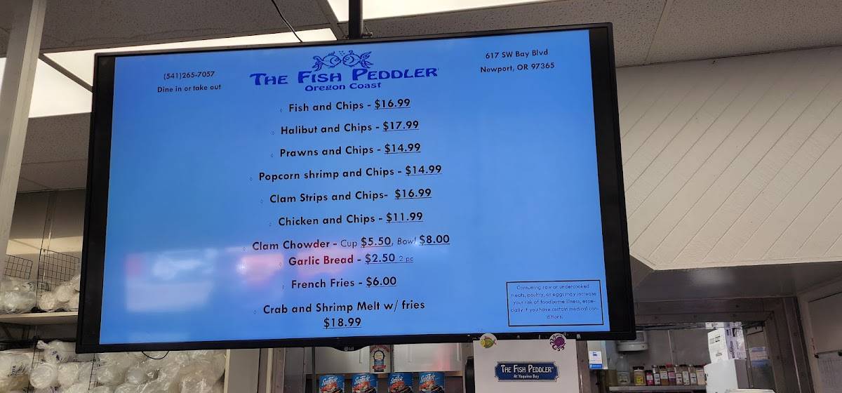 Menu at Fish Peddler's Market restaurant, Newport