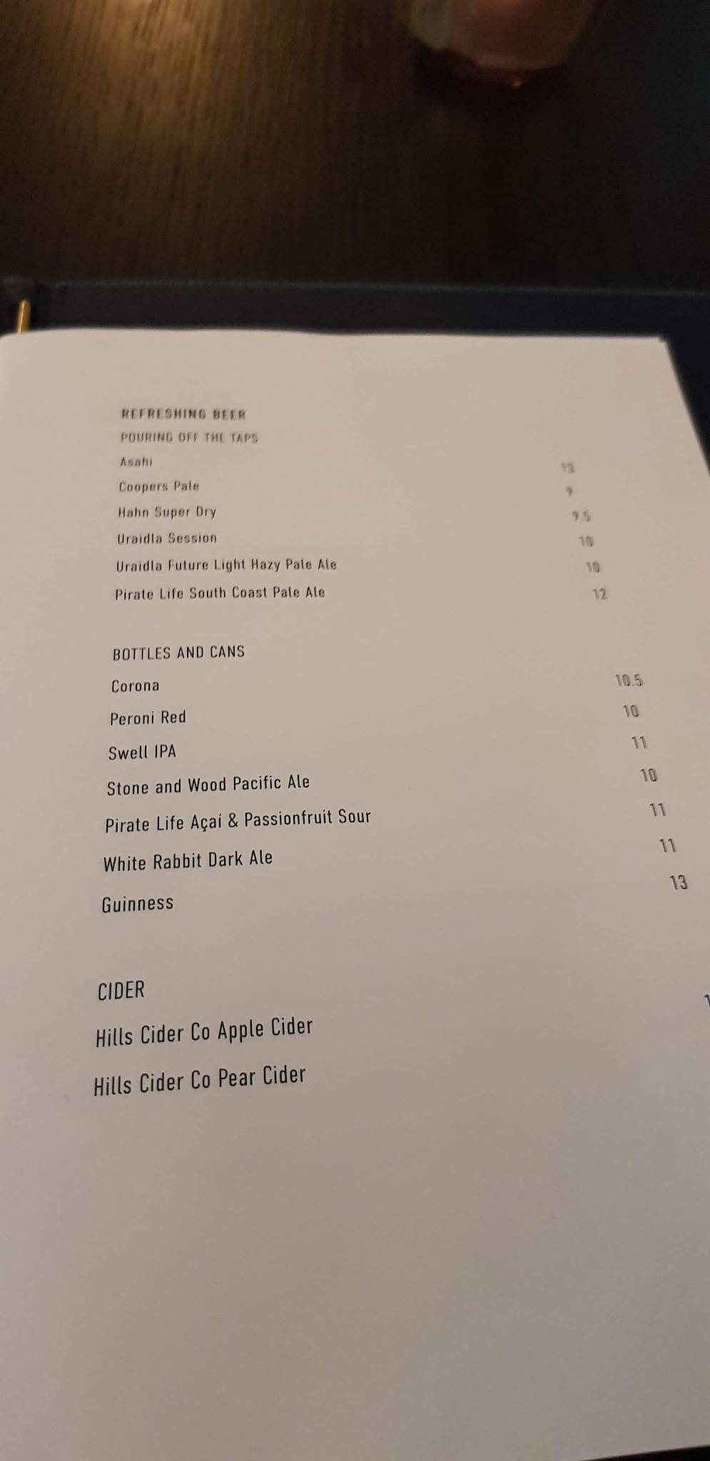 Menu at Fishbank Bar & Grill, Adelaide