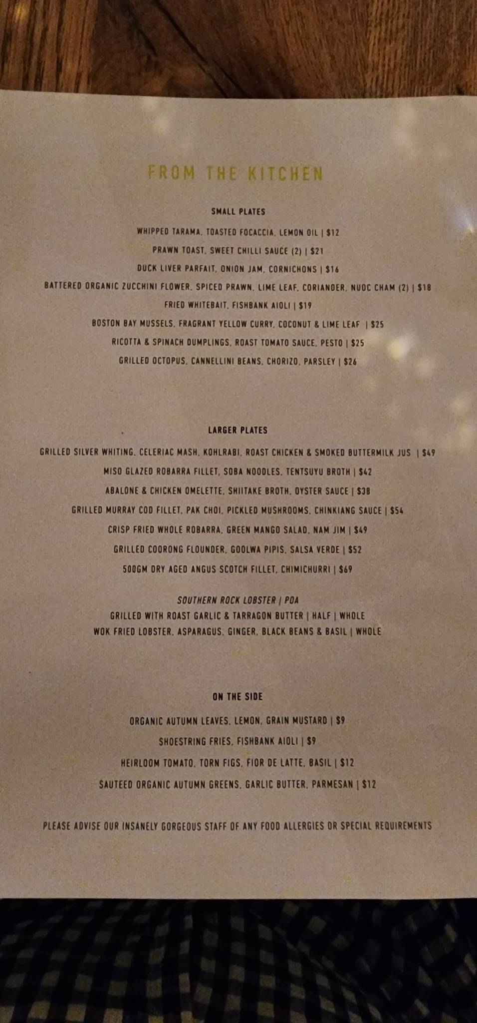 Menu at Fishbank Bar & Grill, Adelaide