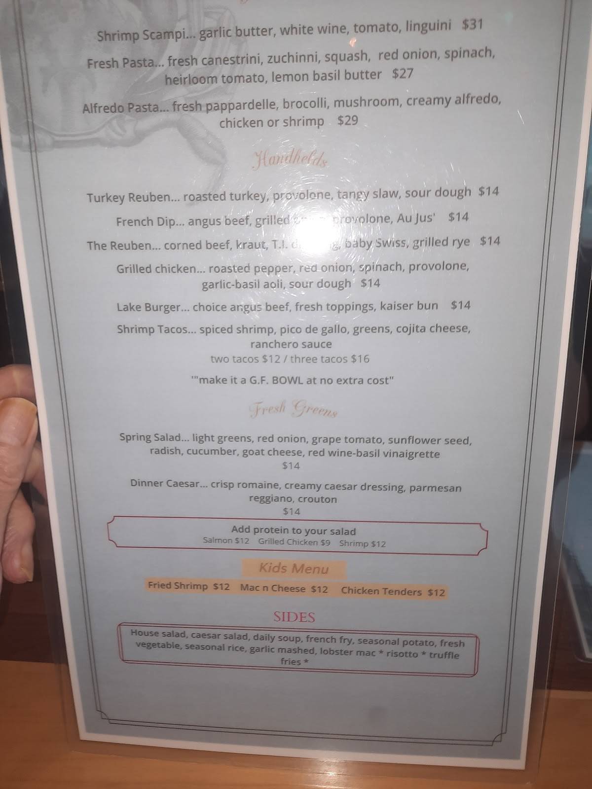 Menu at Fisher Lake Inn pub & bar, Three Rivers