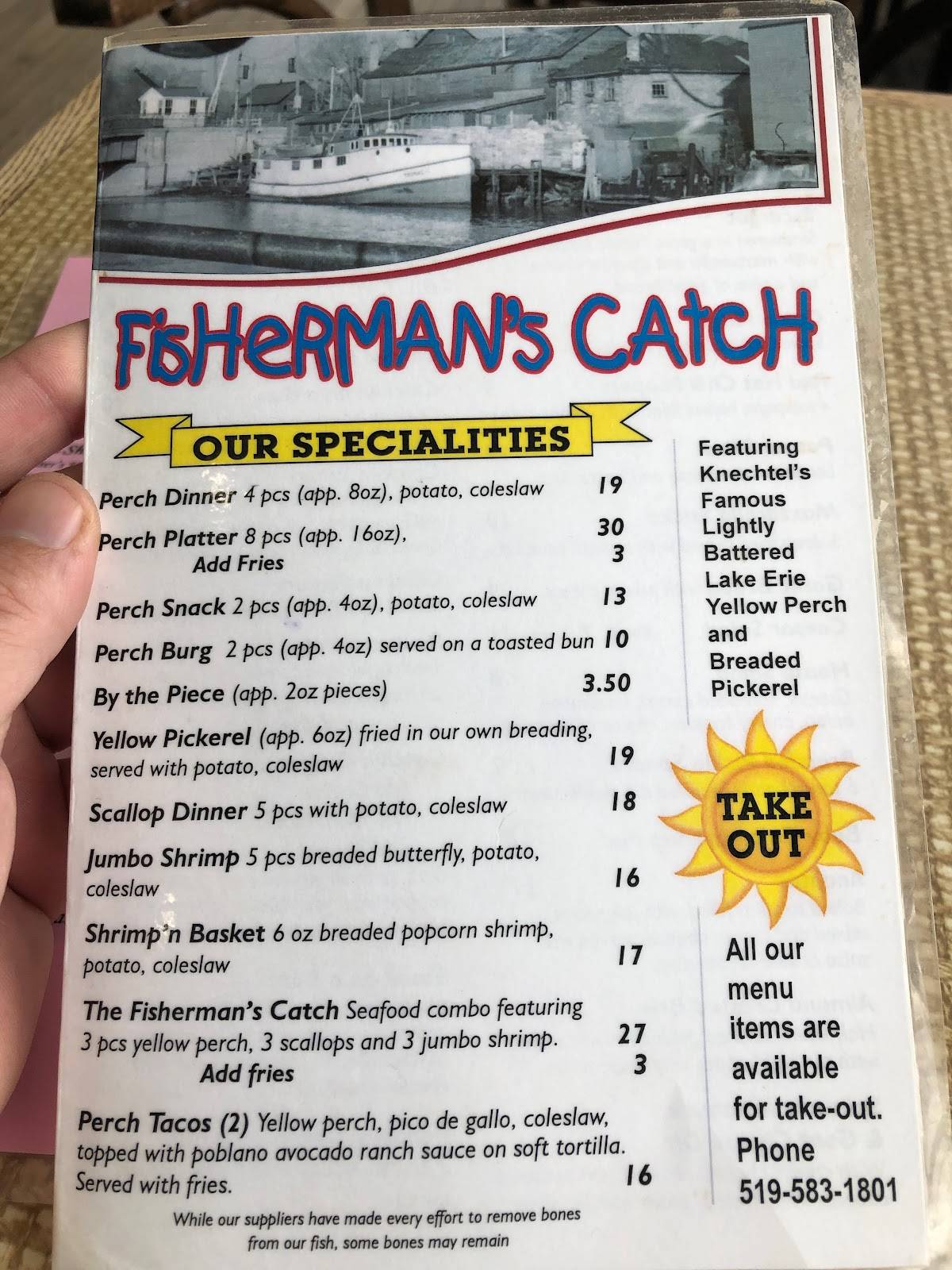 Menu at Fisherman's Catch Bar & Restaurant, Port Dover