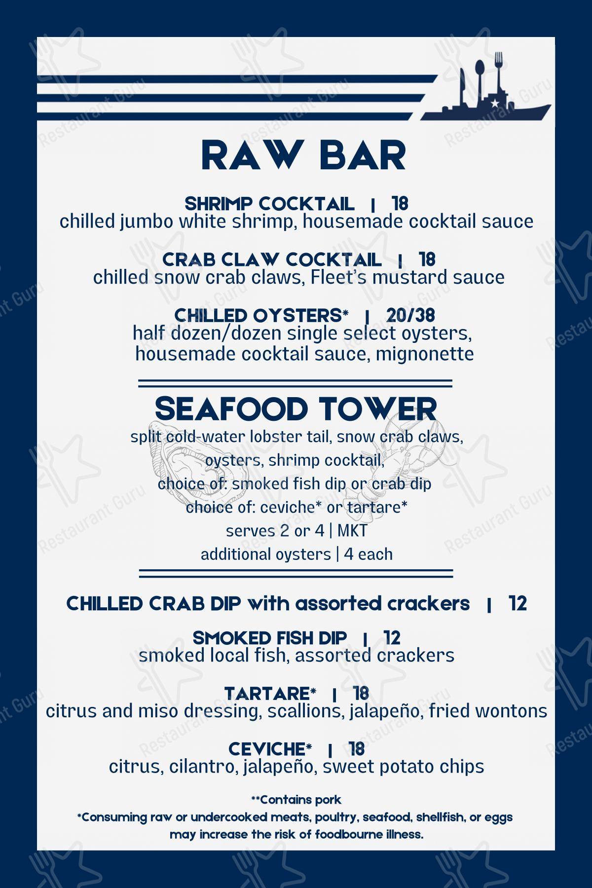 Menu at Fleet Landing Restaurant & Bar, Charleston