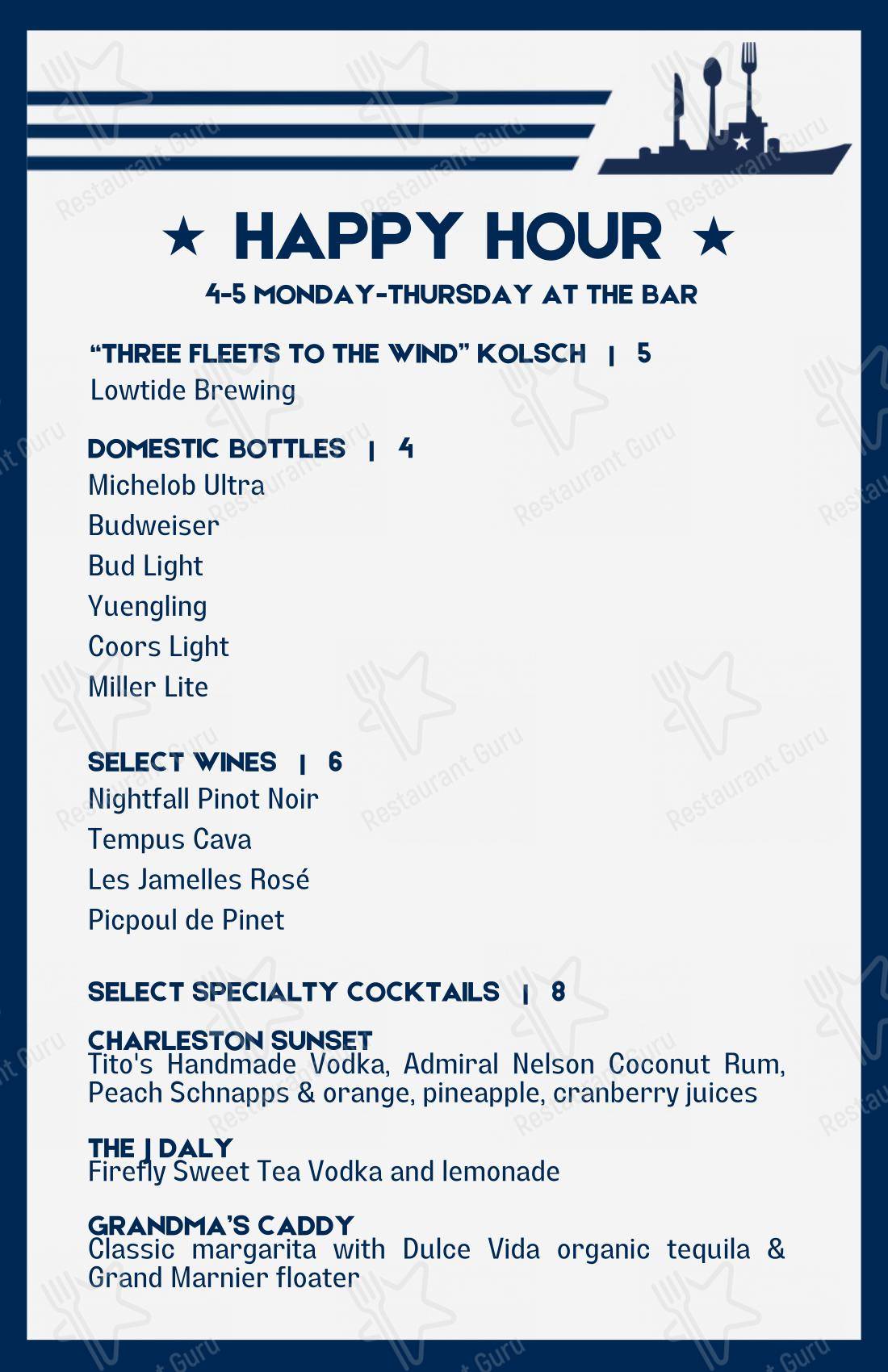Menu at Fleet Landing Restaurant & Bar, Charleston