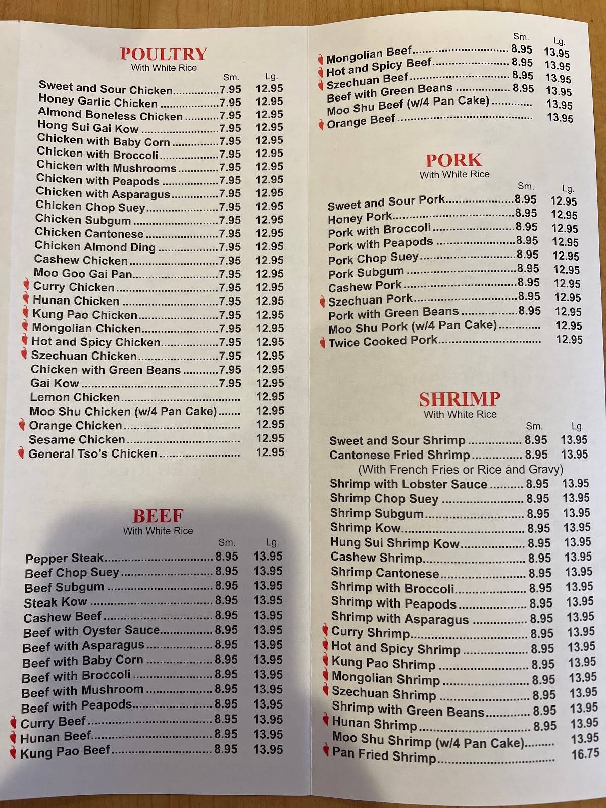 Menu at Canton Chinese Restaurant, Flint