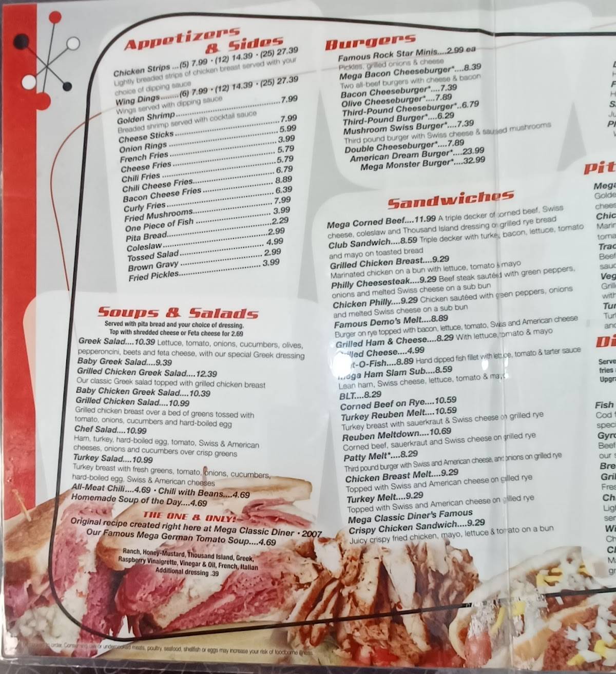 Menu at Mega Classic Diner restaurant, Flint