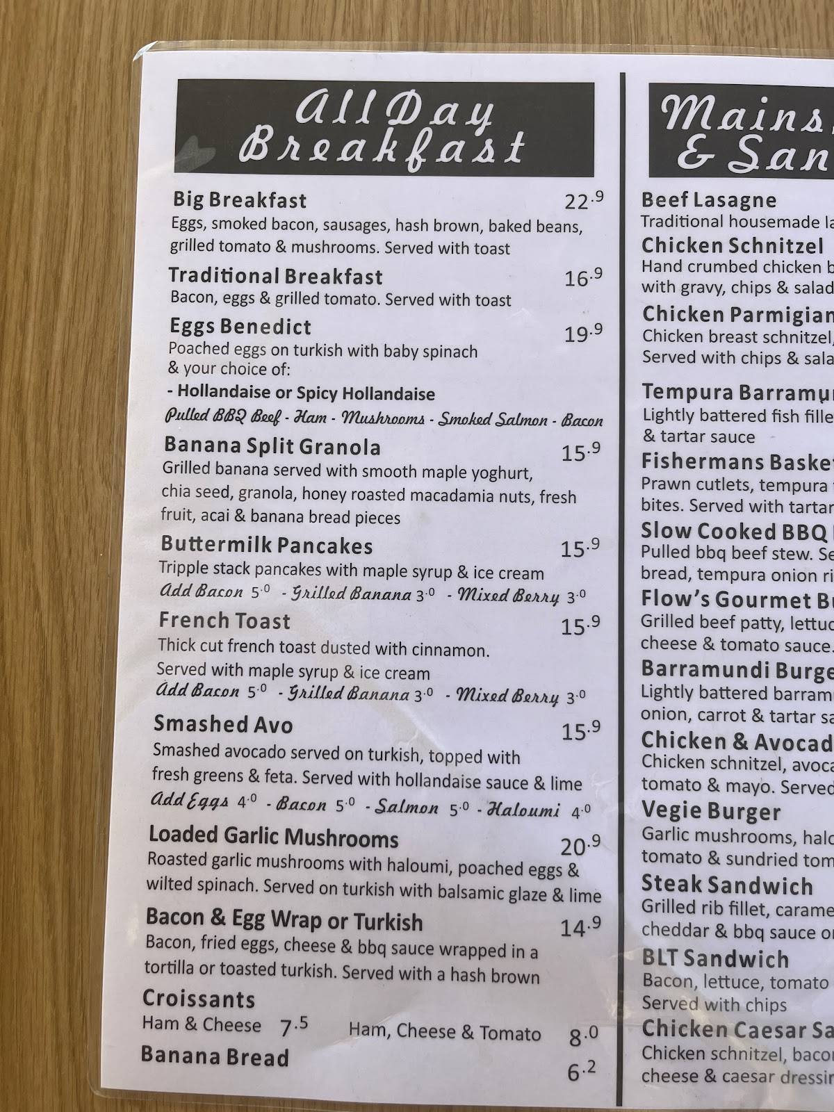 Menu at Flow Cafe Dakabin, Dakabin