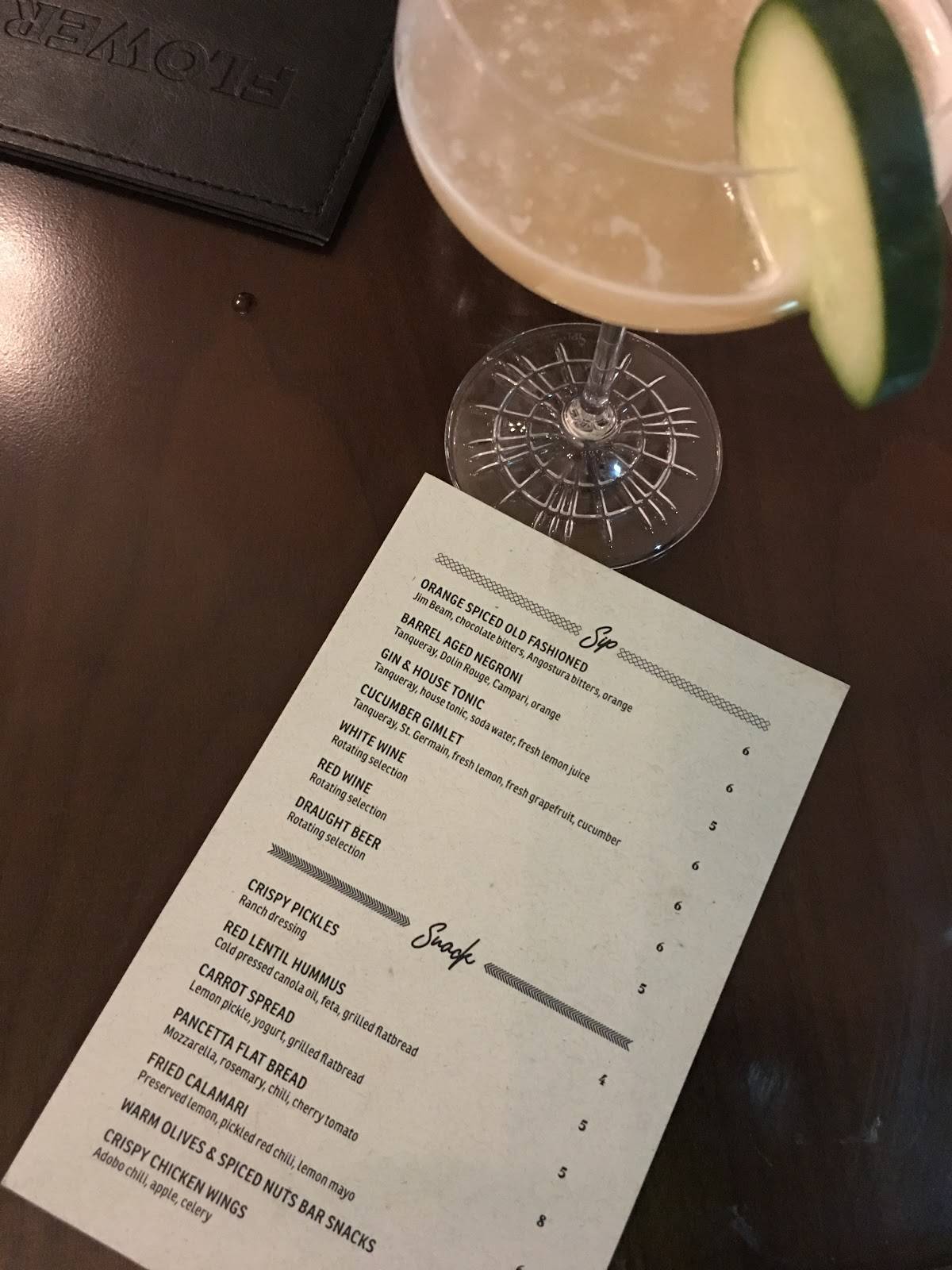 Menu at Flower and Wolf Calgary restaurant, Calgary