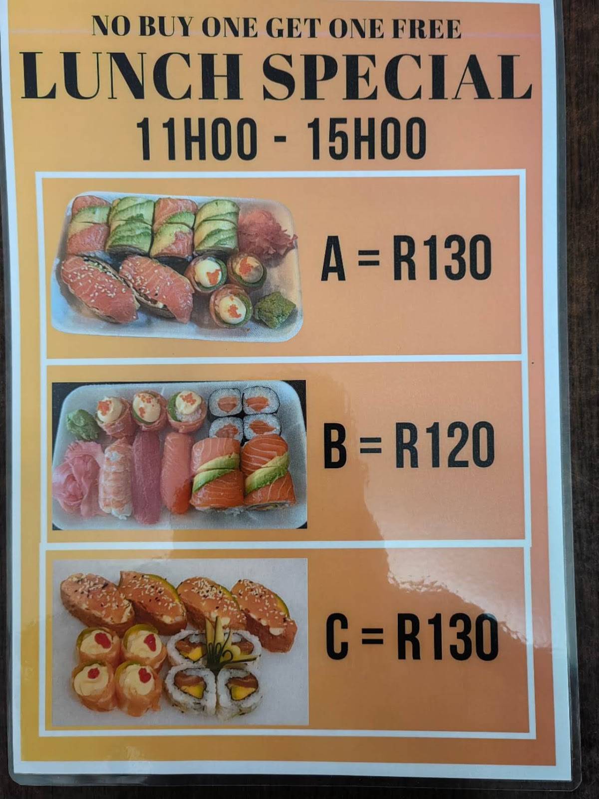 Menu at Fly Dragon restaurant, Rustenburg