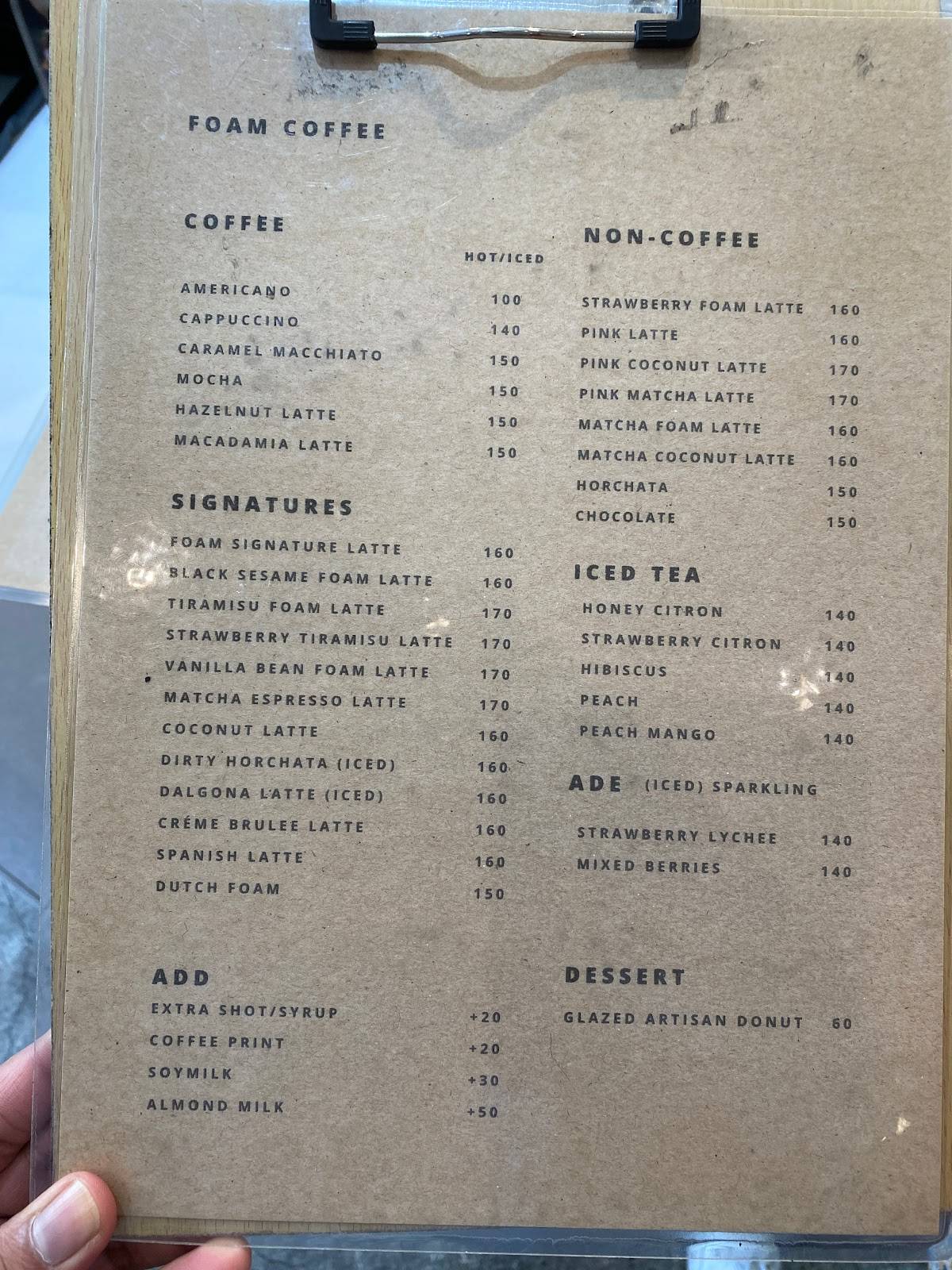 Menu at Foam Coffee - Baguio restaurant, Baguio
