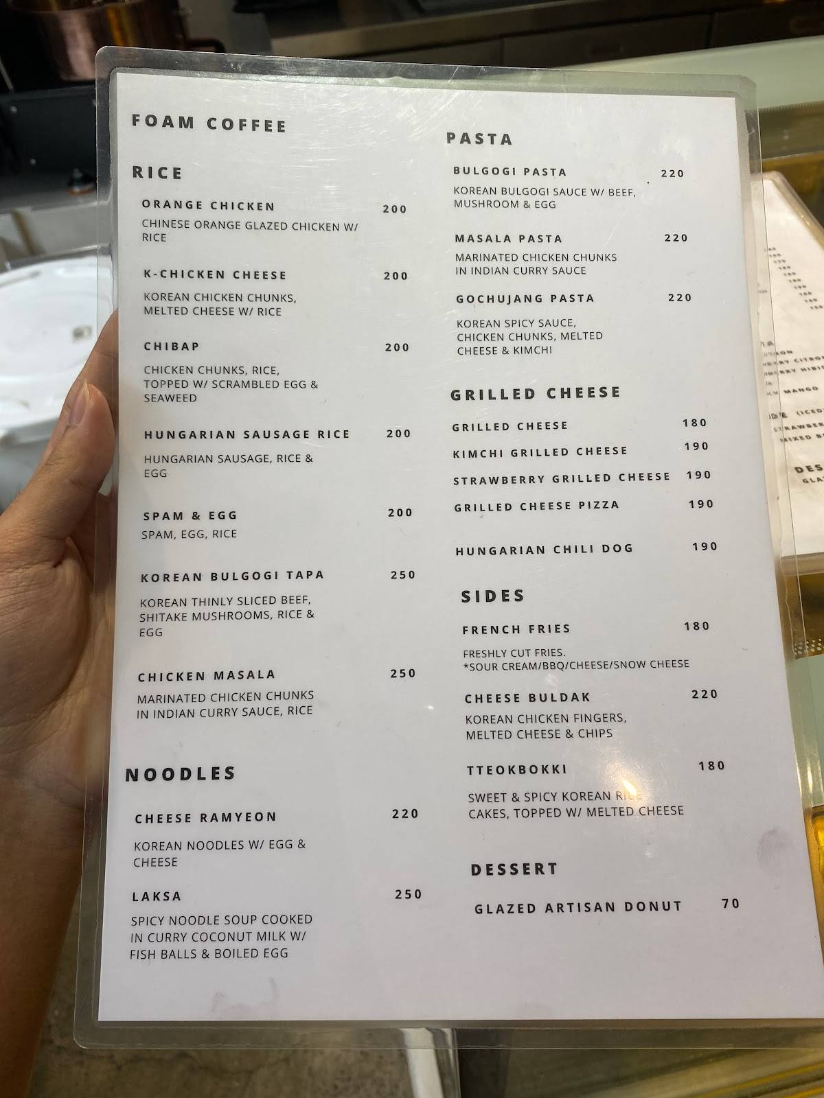 Menu at Foam Coffee - Baguio restaurant, Baguio