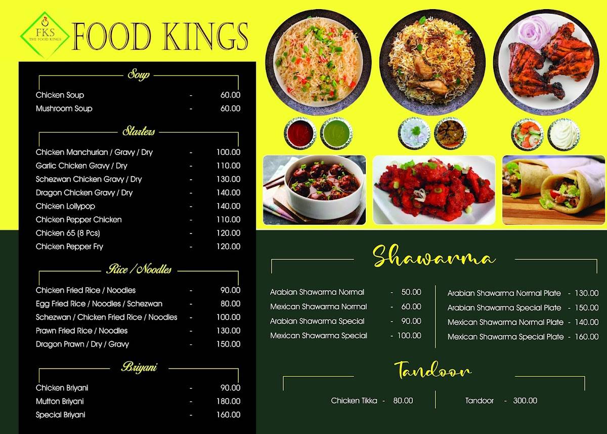 Menu at Food kings, Chennai