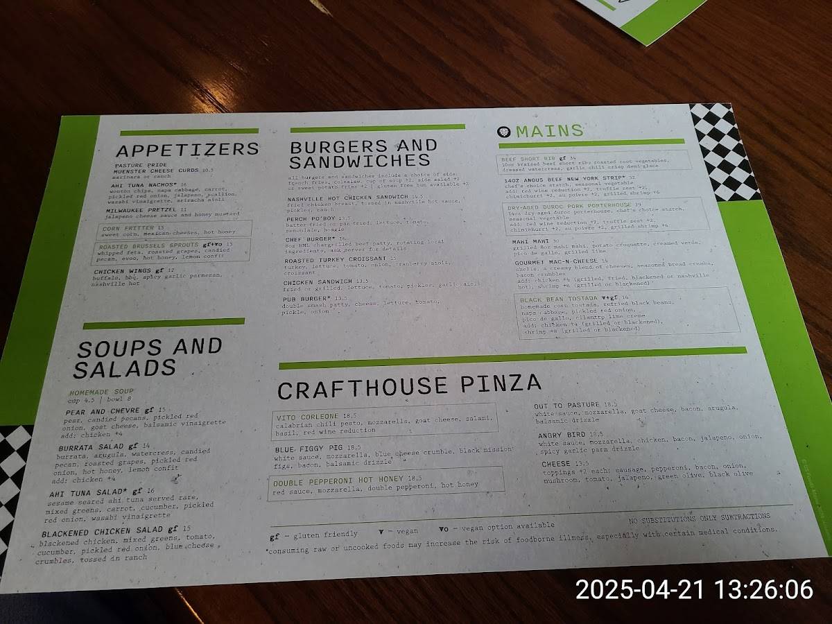 Menu at Fork & Fable Crafthouse pub & bar, La Crosse
