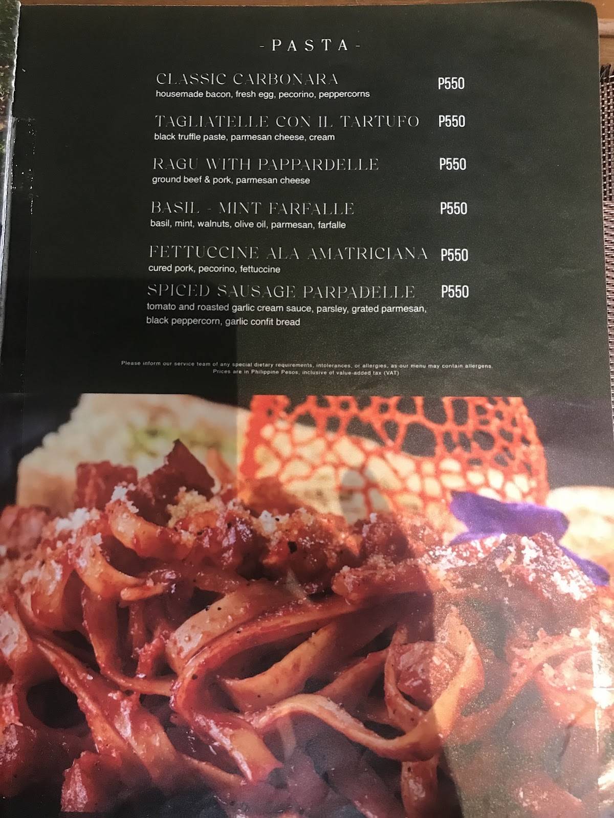 Menu at Forresta cafe, Dasmariñas