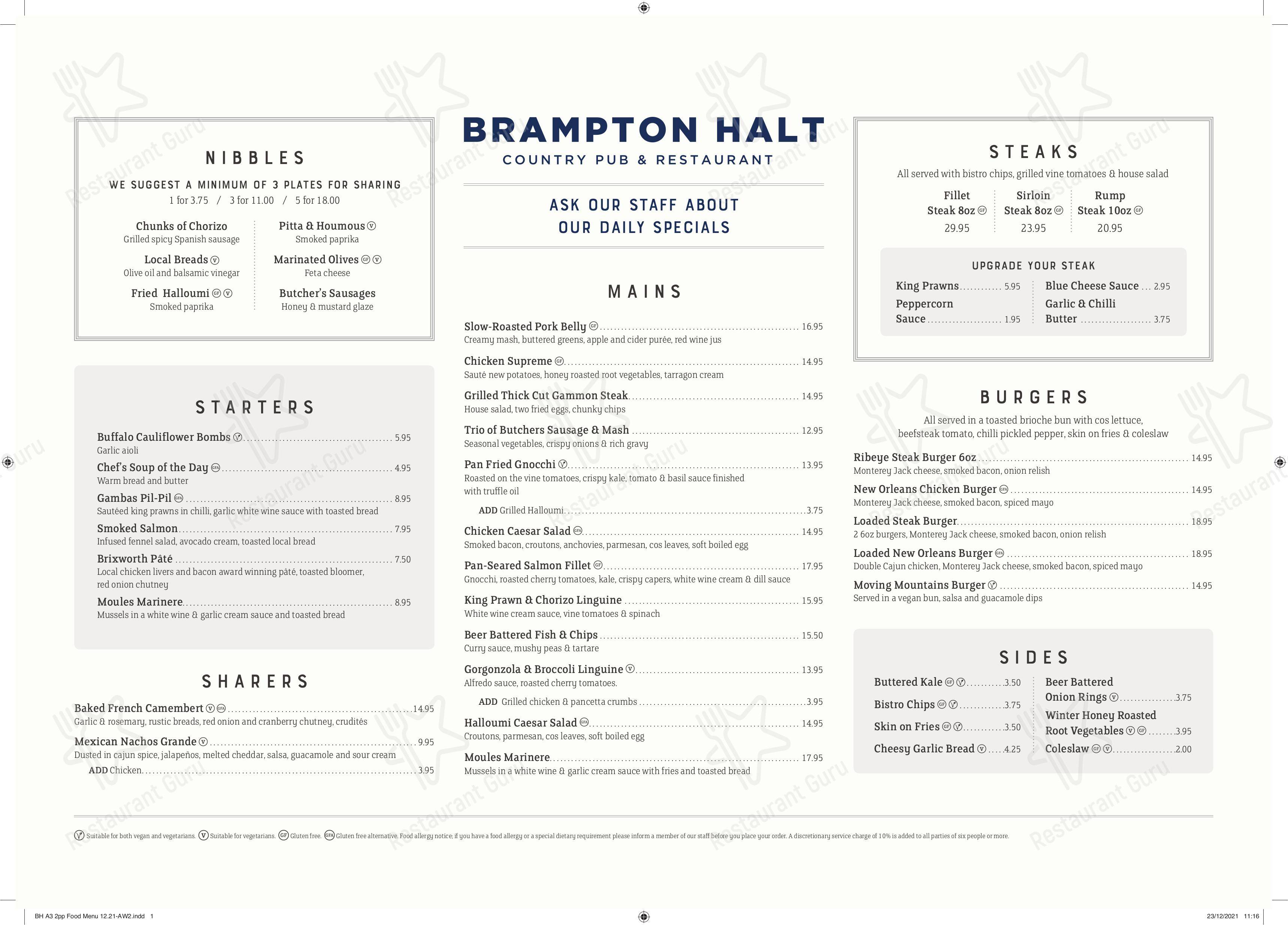 Menu at Foundrymans Arms pub & bar, Northampton