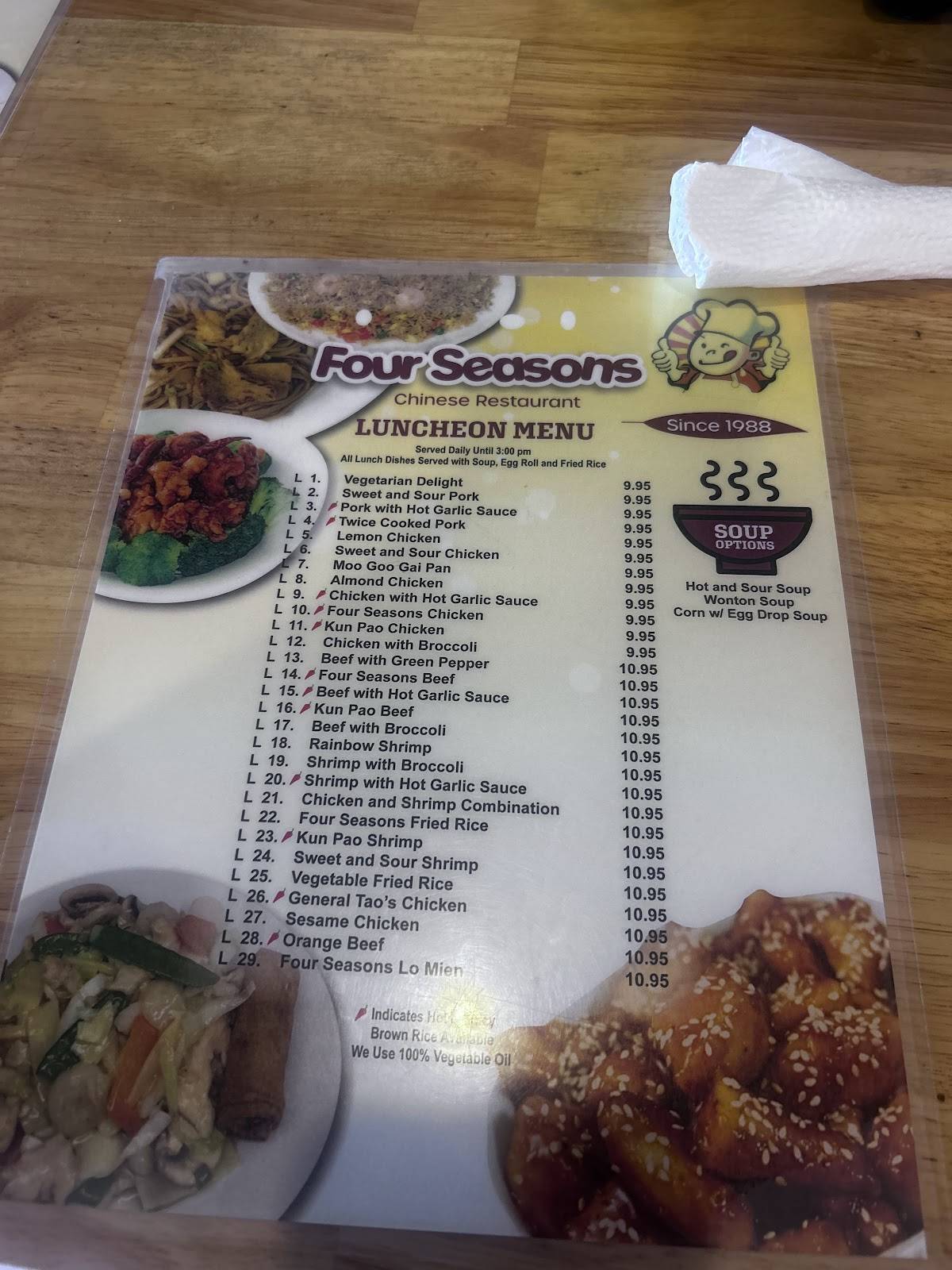 Menu at Four Seasons Chinese Restaurant, Austin, Bratton Ln Suite 255