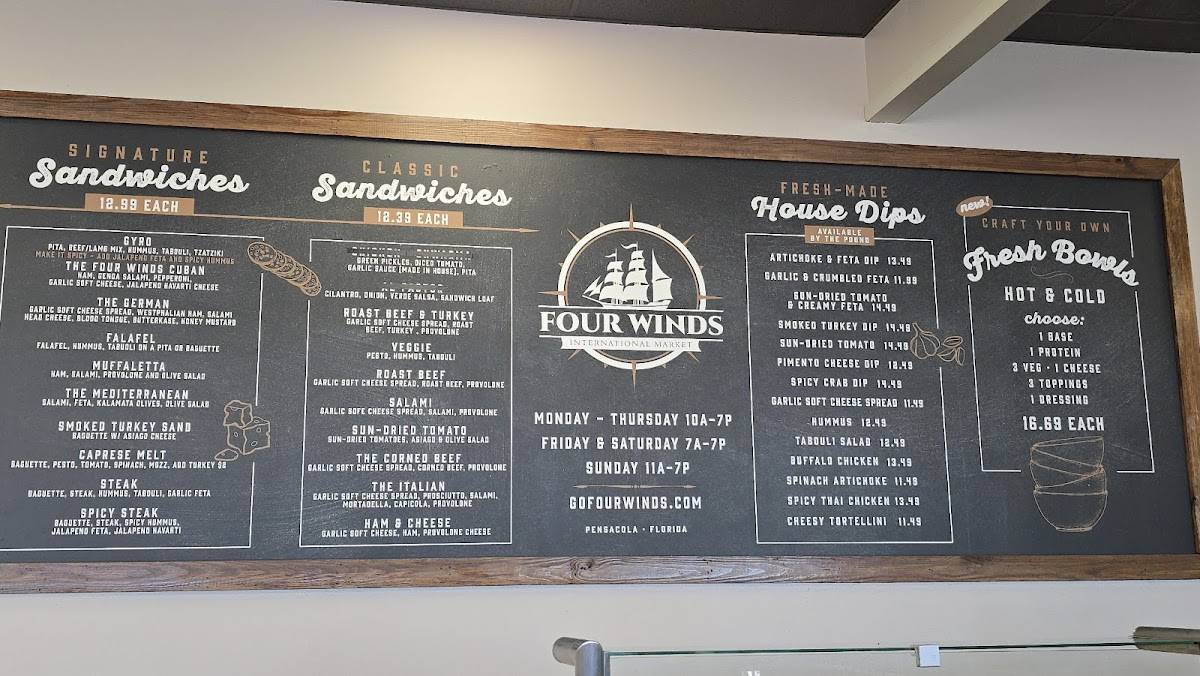Menu at Four Winds International Market restaurant, Pensacola, N 9th Ave