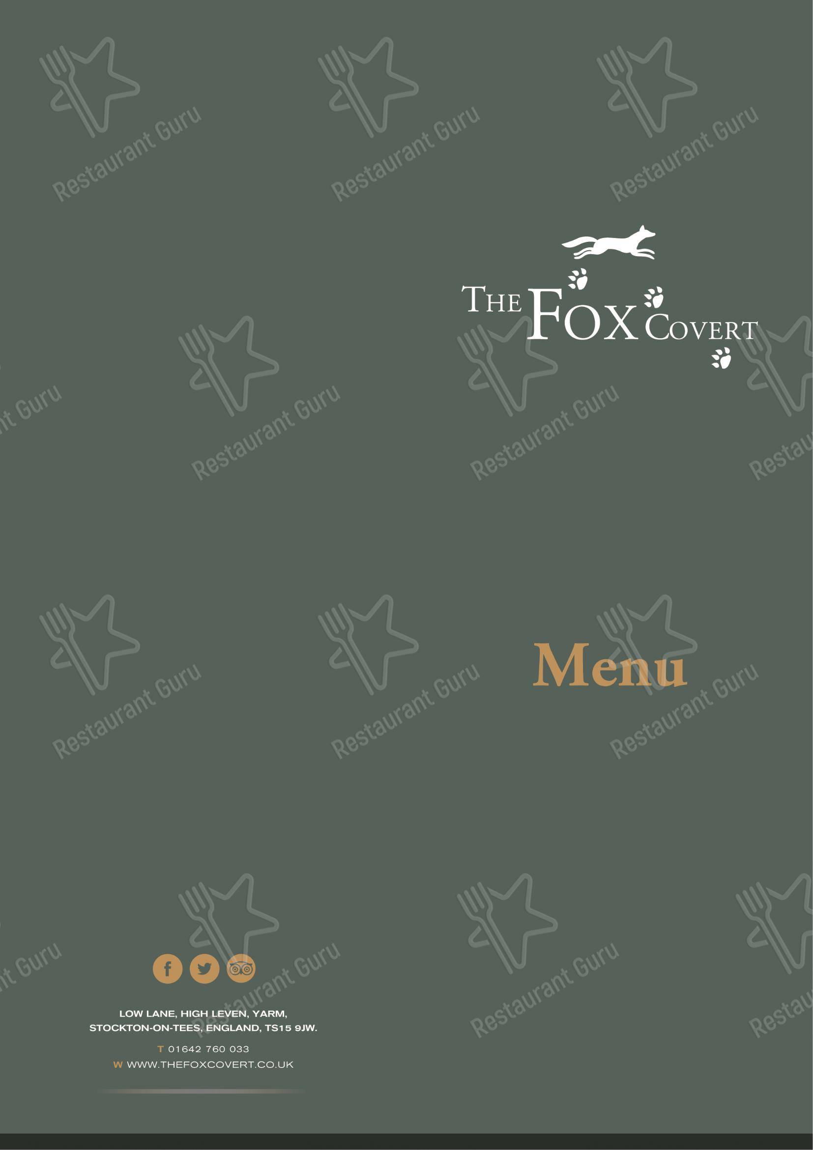 Menu at Fox Covert Inn pub & bar, Yarm, Low Ln