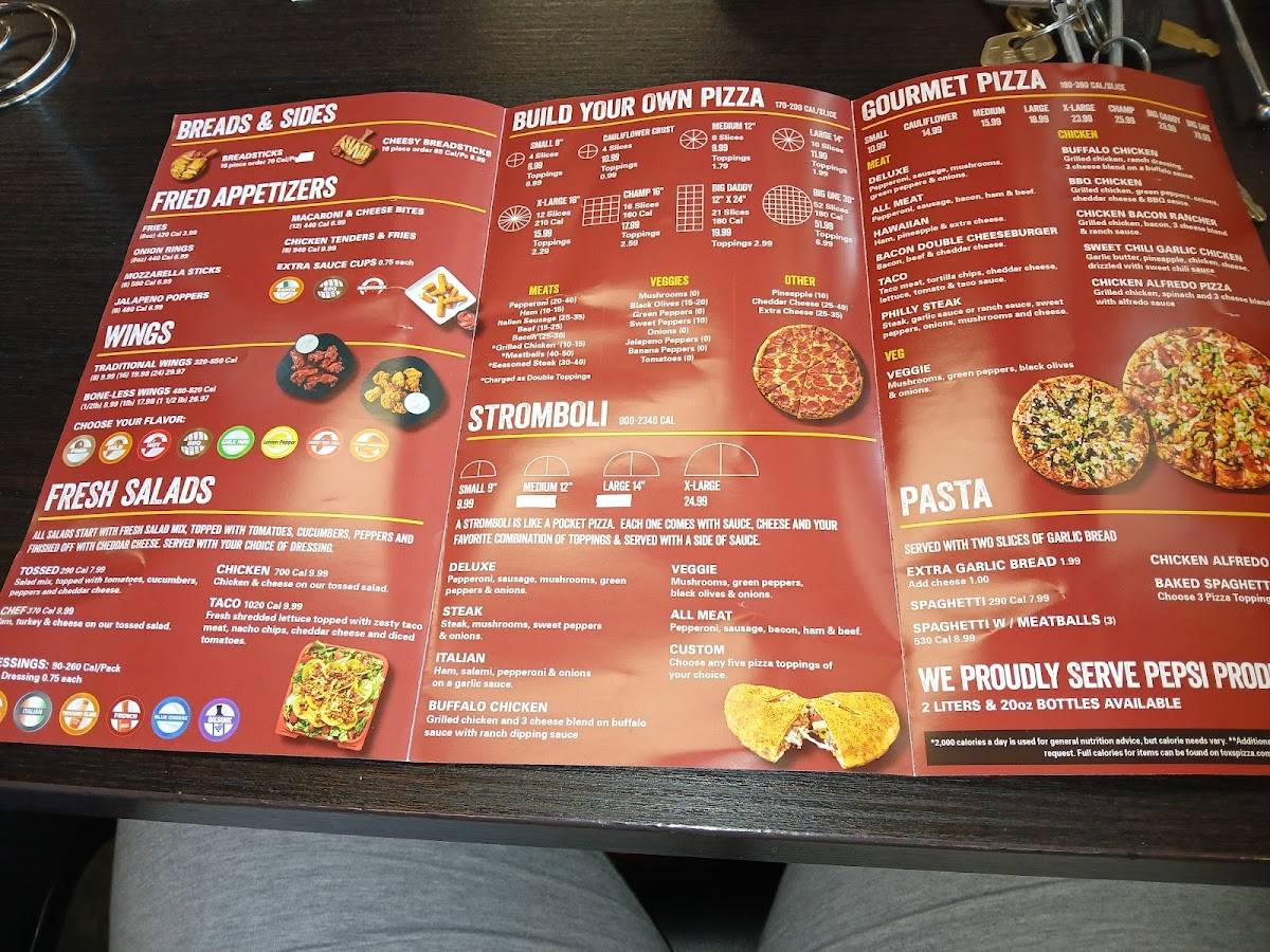 Menu at Fox's Pizza pizzeria, Pine Mountain, 115 State St