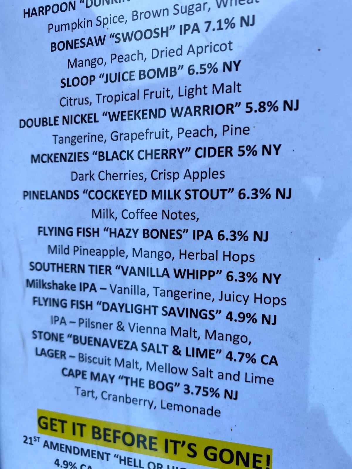 Menu at Lake House Restaurant, Vineland